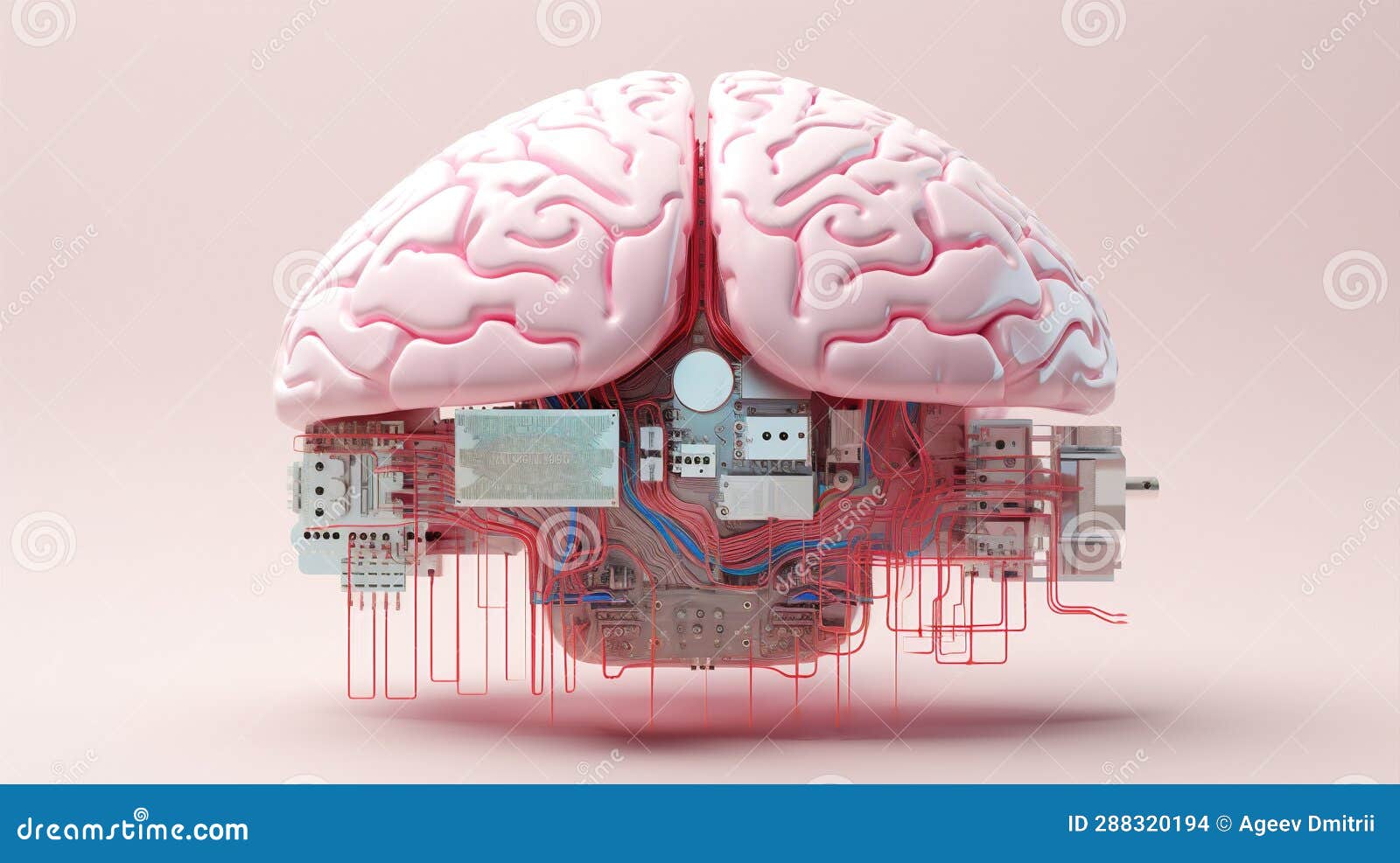 Artificial Abstract Digital Intelligence Neon Concept Brain Pink ...