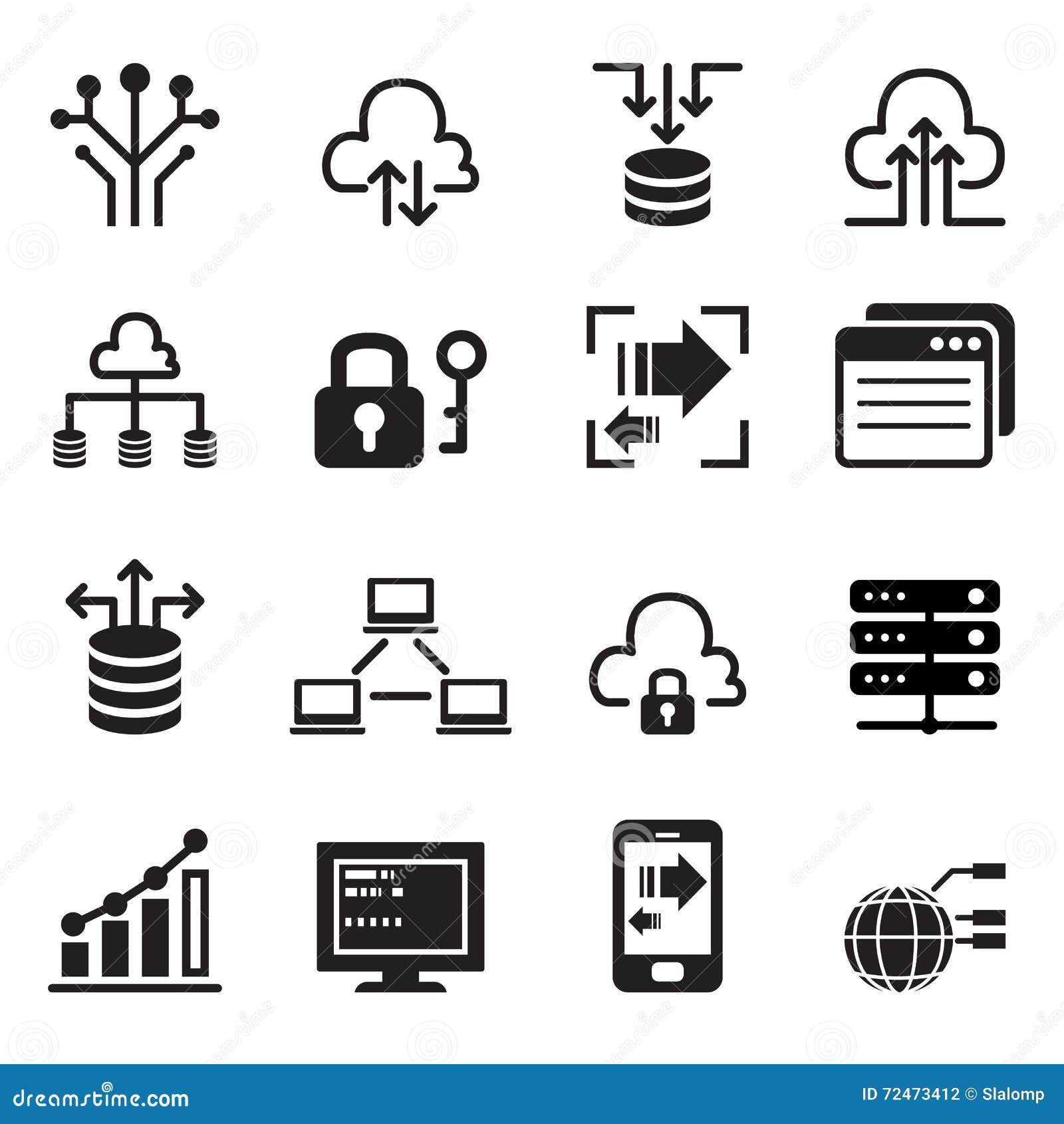 Data Technology icons set stock vector. Illustration of phone - 72473412