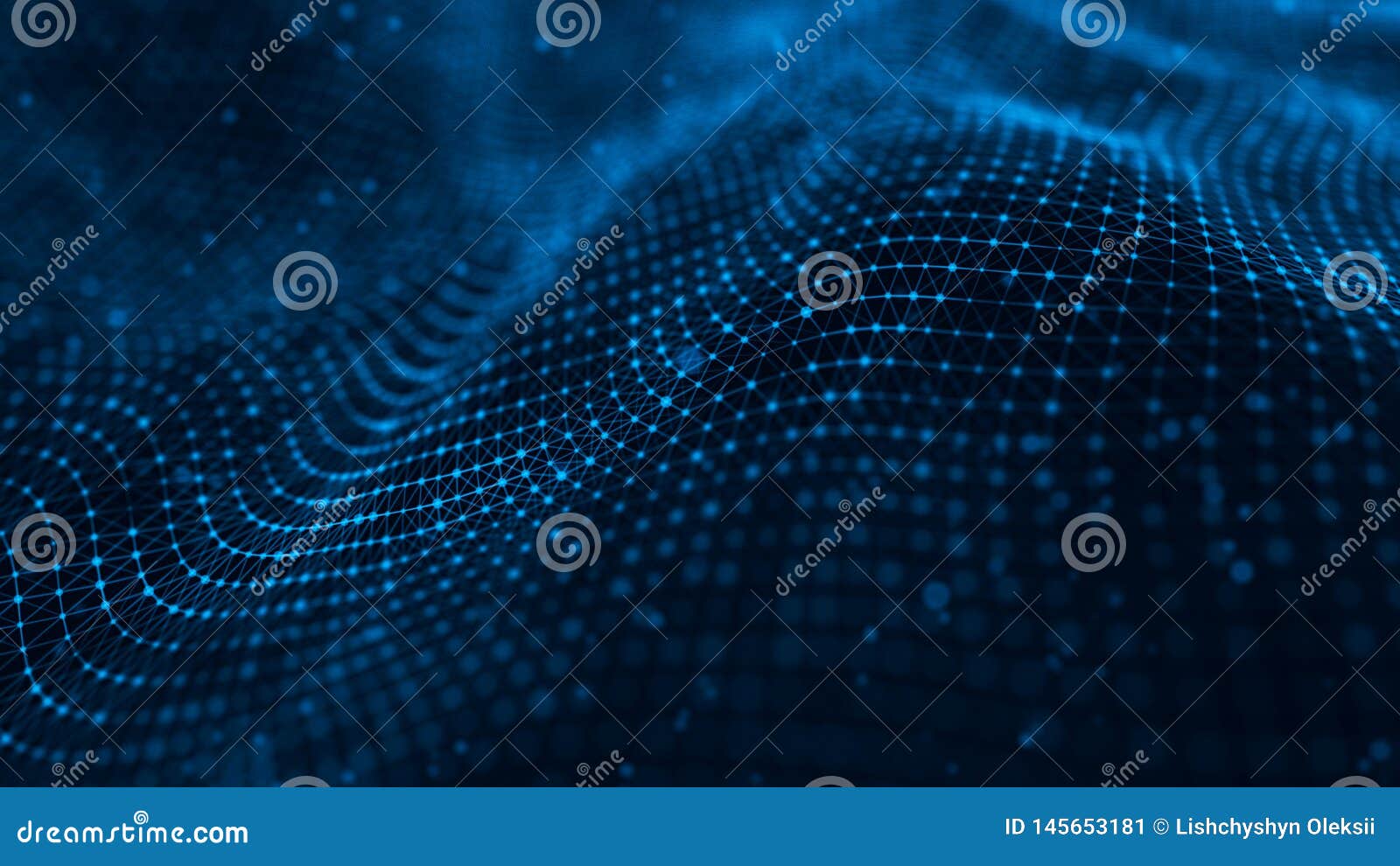 Abstract Futuristic Background. Wave with Connecting Dots and Lines on ...