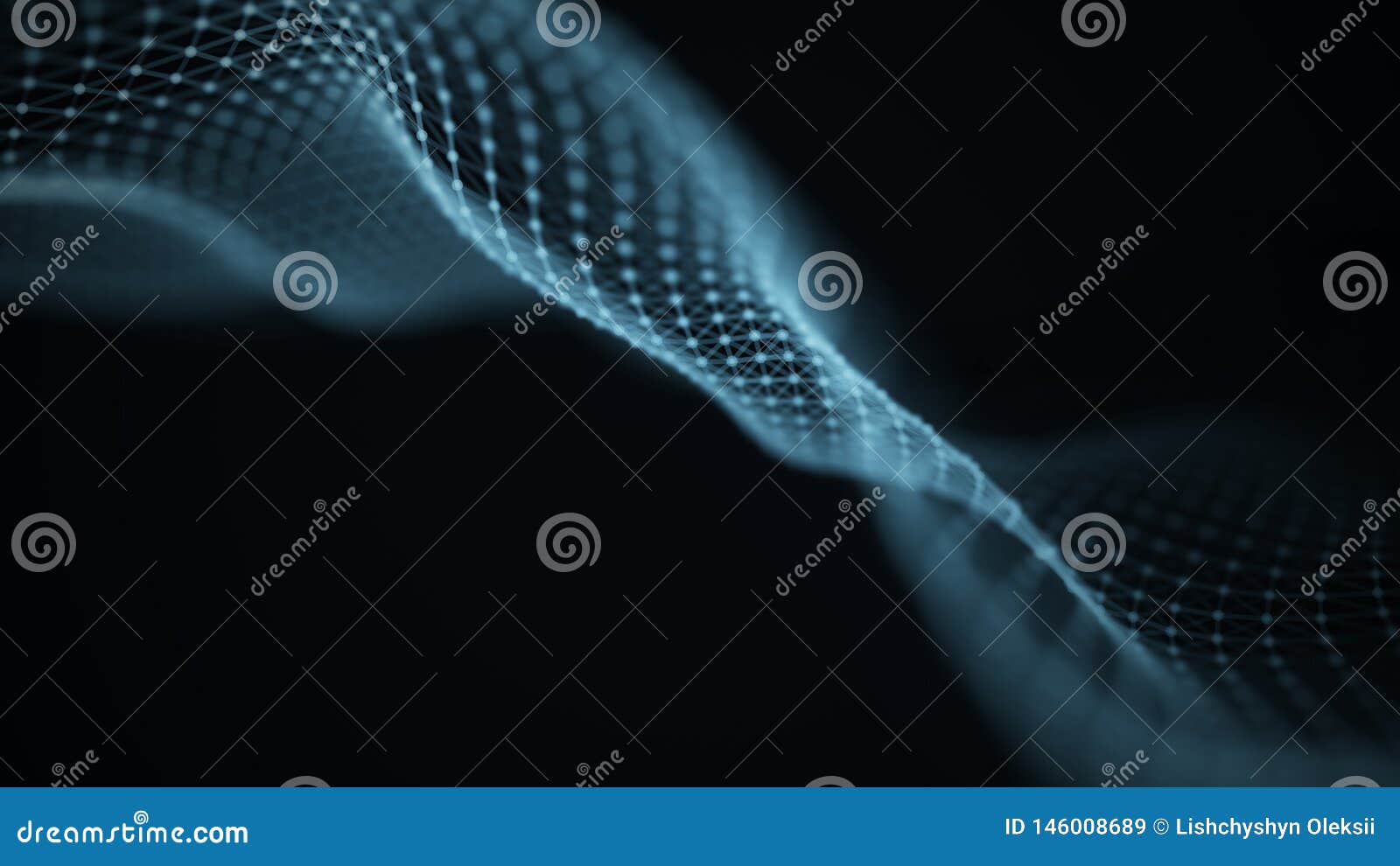 Abstract Futuristic Background. Wave with Connecting Dots and Lines on ...