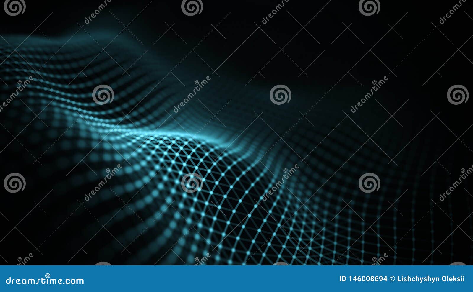 Abstract Futuristic Background. Wave with Connecting Dots and Lines on ...