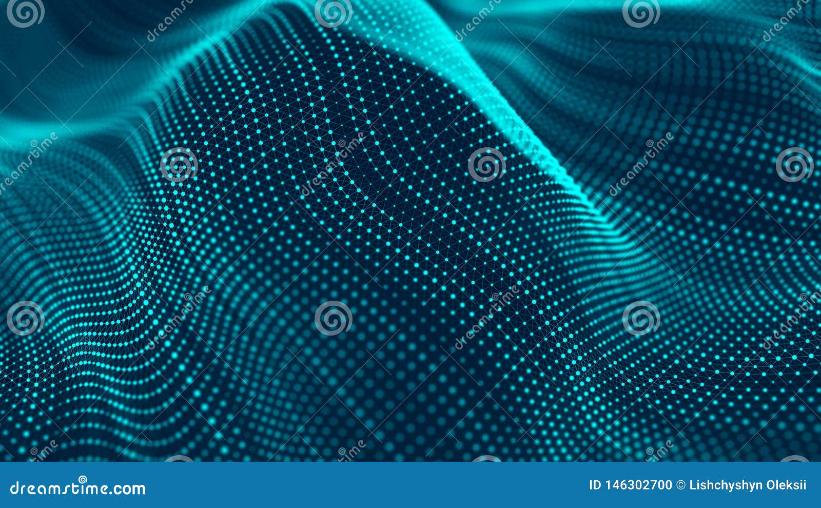 Abstract Futuristic Background. Wave with Connecting Dots and Lines on ...