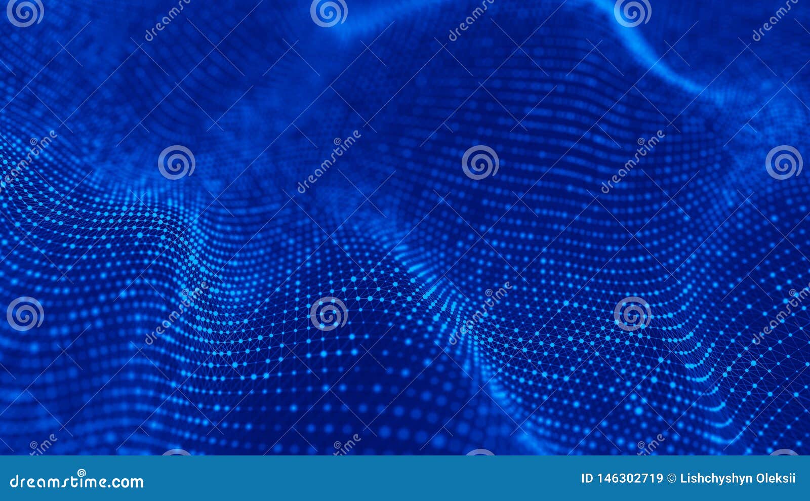 Abstract Futuristic Background. Wave with Connecting Dots and Lines on ...