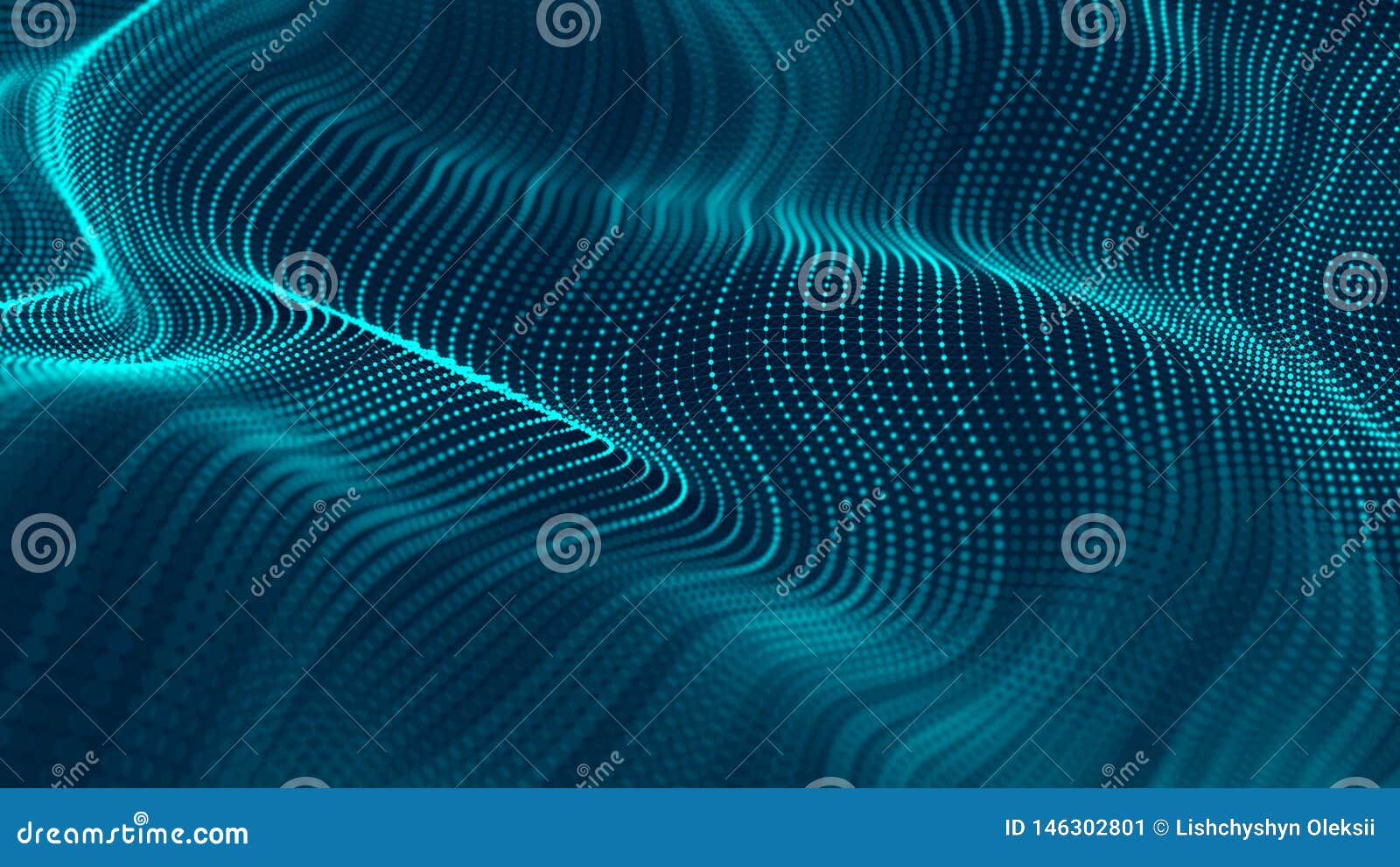 Abstract Futuristic Background. Wave with Connecting Dots and Lines on ...