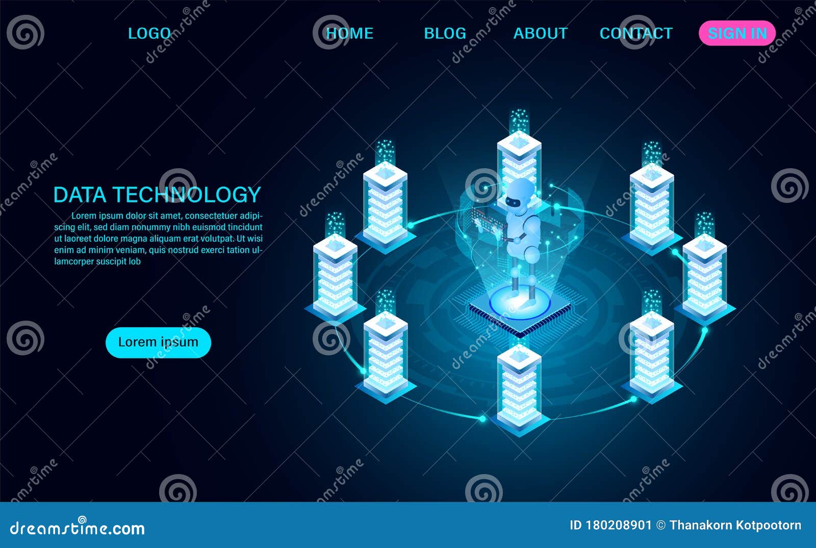 Data Technology Service and Big Data Processing Stock Vector ...