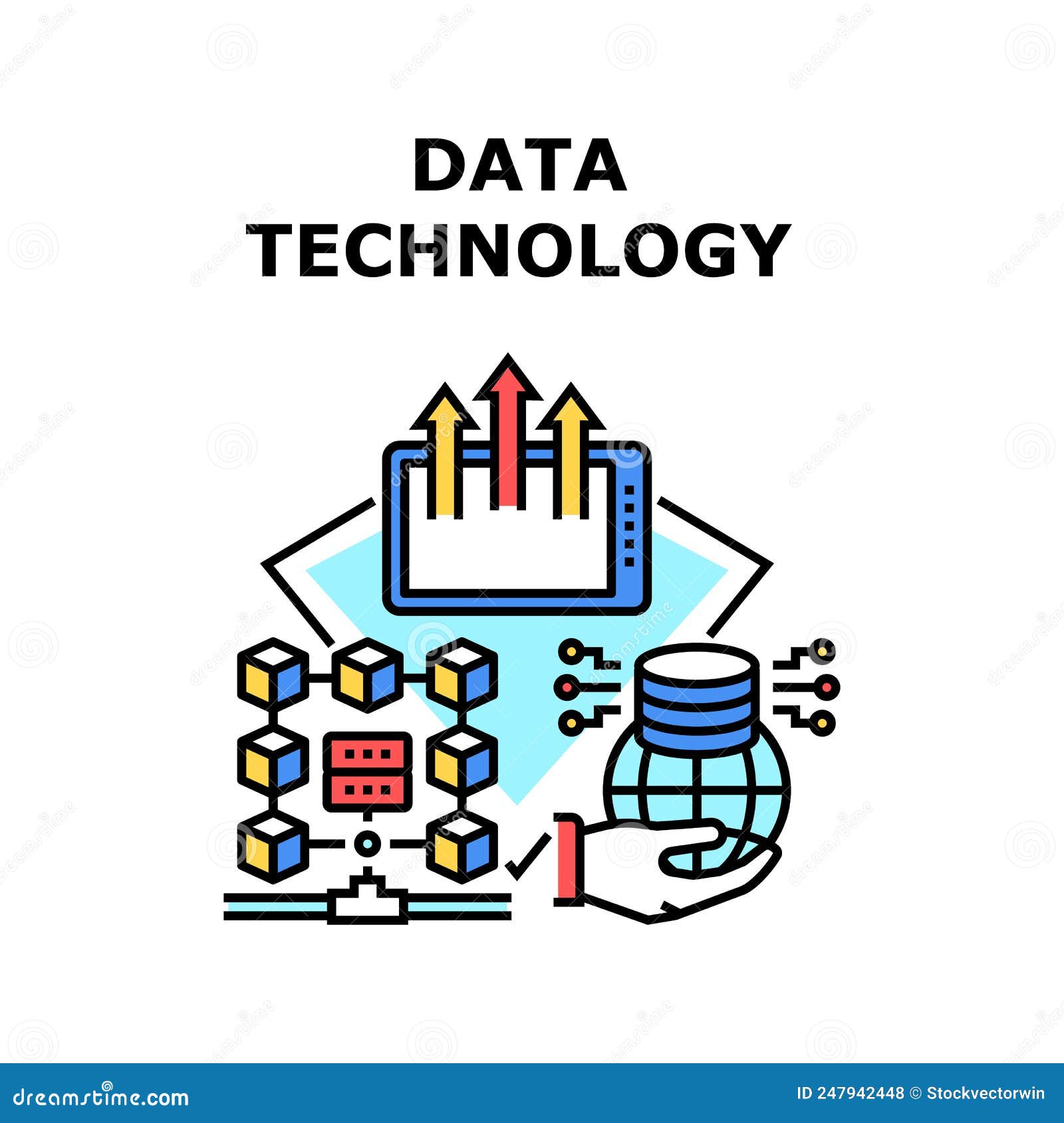 Data Technology Vector Concept Color Illustration Stock Illustration ...