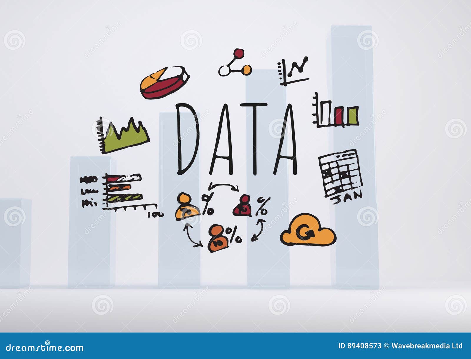 Data Text with Drawings Graphics Stock Illustration - Illustration of ...