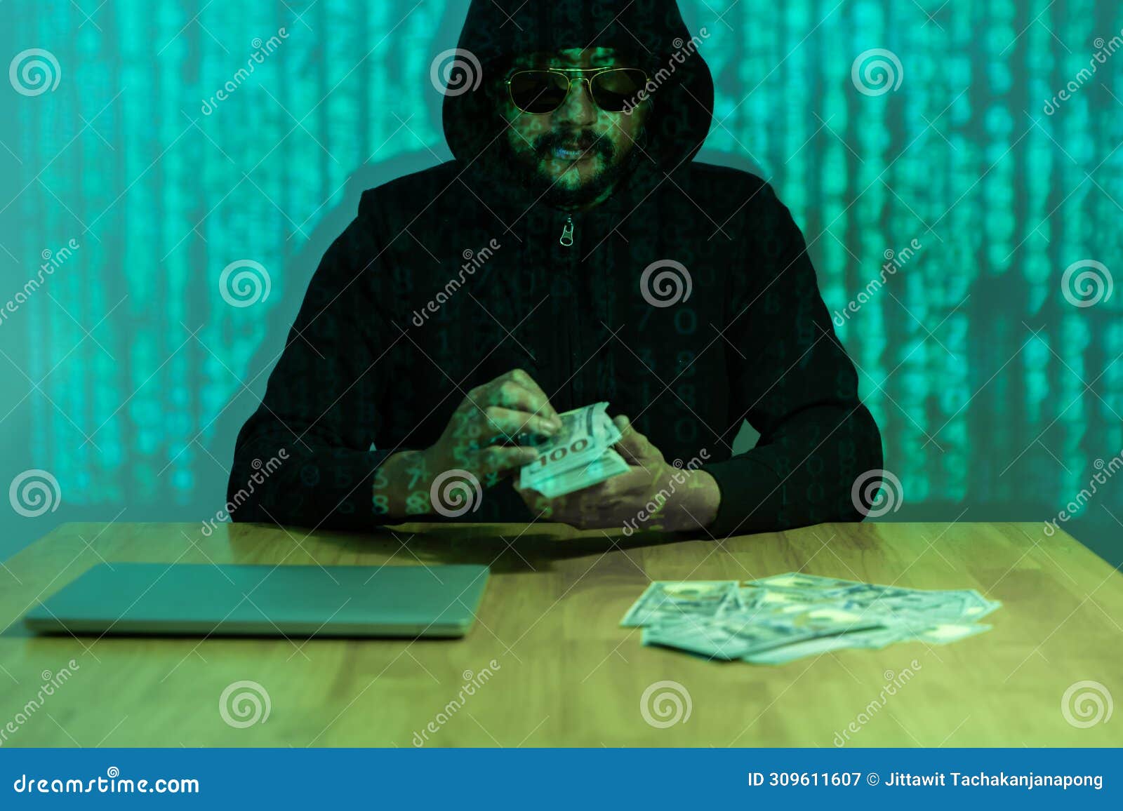 Data Theft Concept. a Person Looking at the Computer Screen with a ...