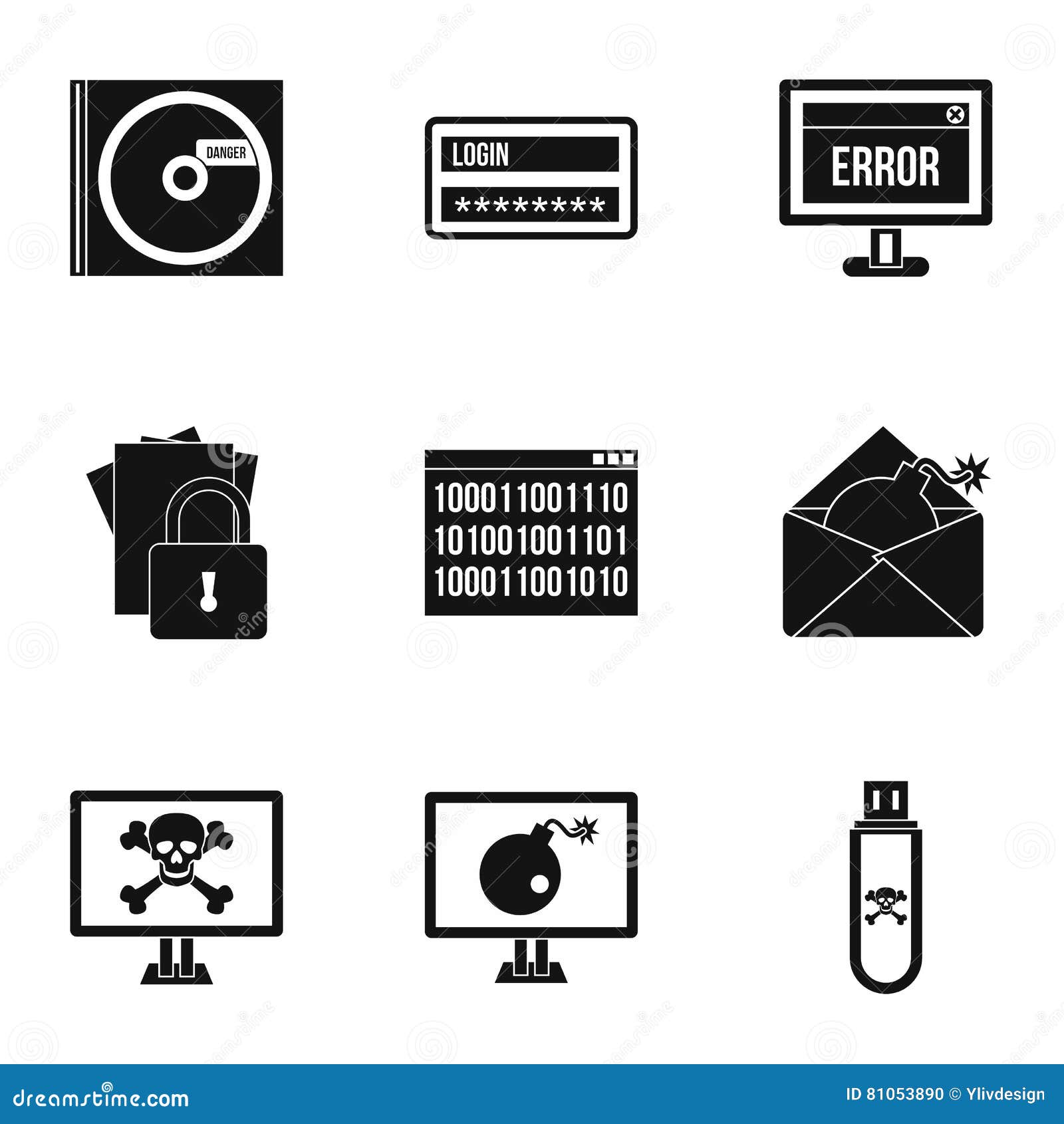 Data Theft Icons Set, Simple Style Stock Vector - Illustration of bomb ...