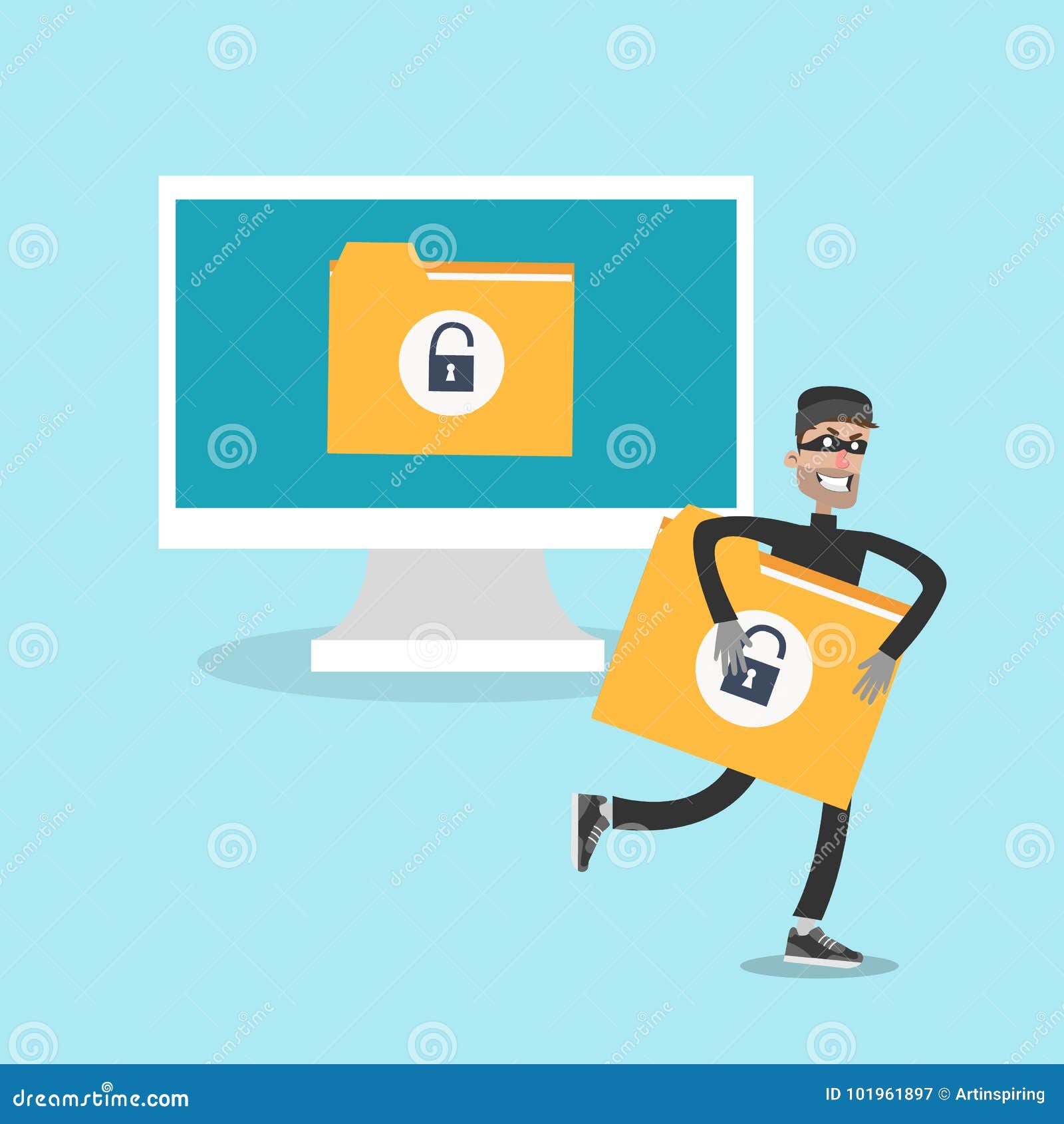 Data thief illustration. stock vector. Illustration of confidential ...