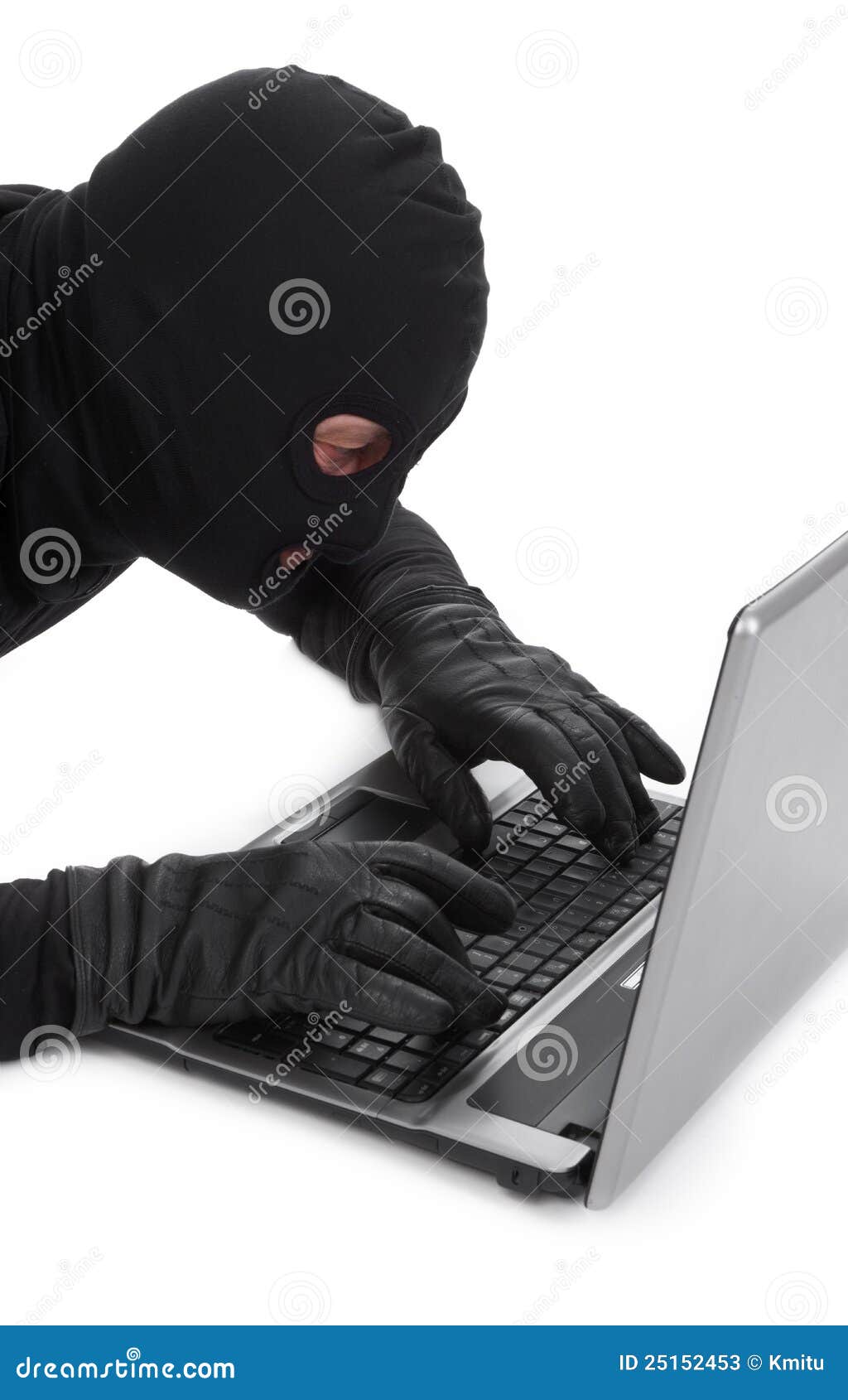 Data thief with laptop stock image. Image of burglar - 25152453