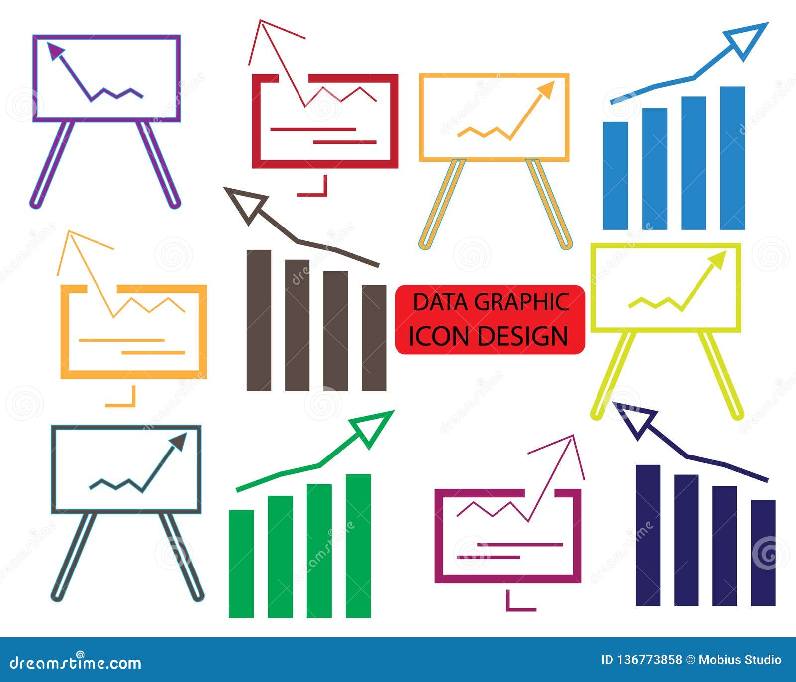 Data Graphic Icon Design with Three Style Shape Stock Illustration ...