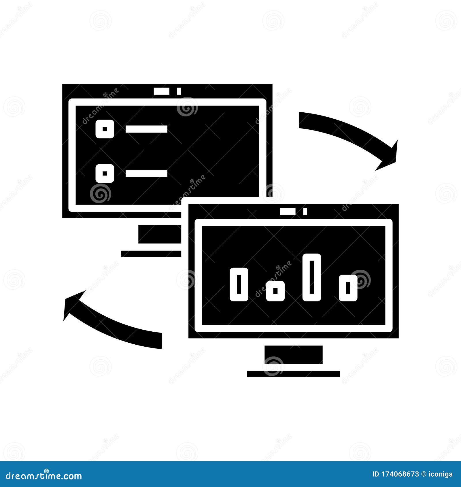 Data Transfer Black Icon, Concept Illustration, Vector Flat Symbol ...