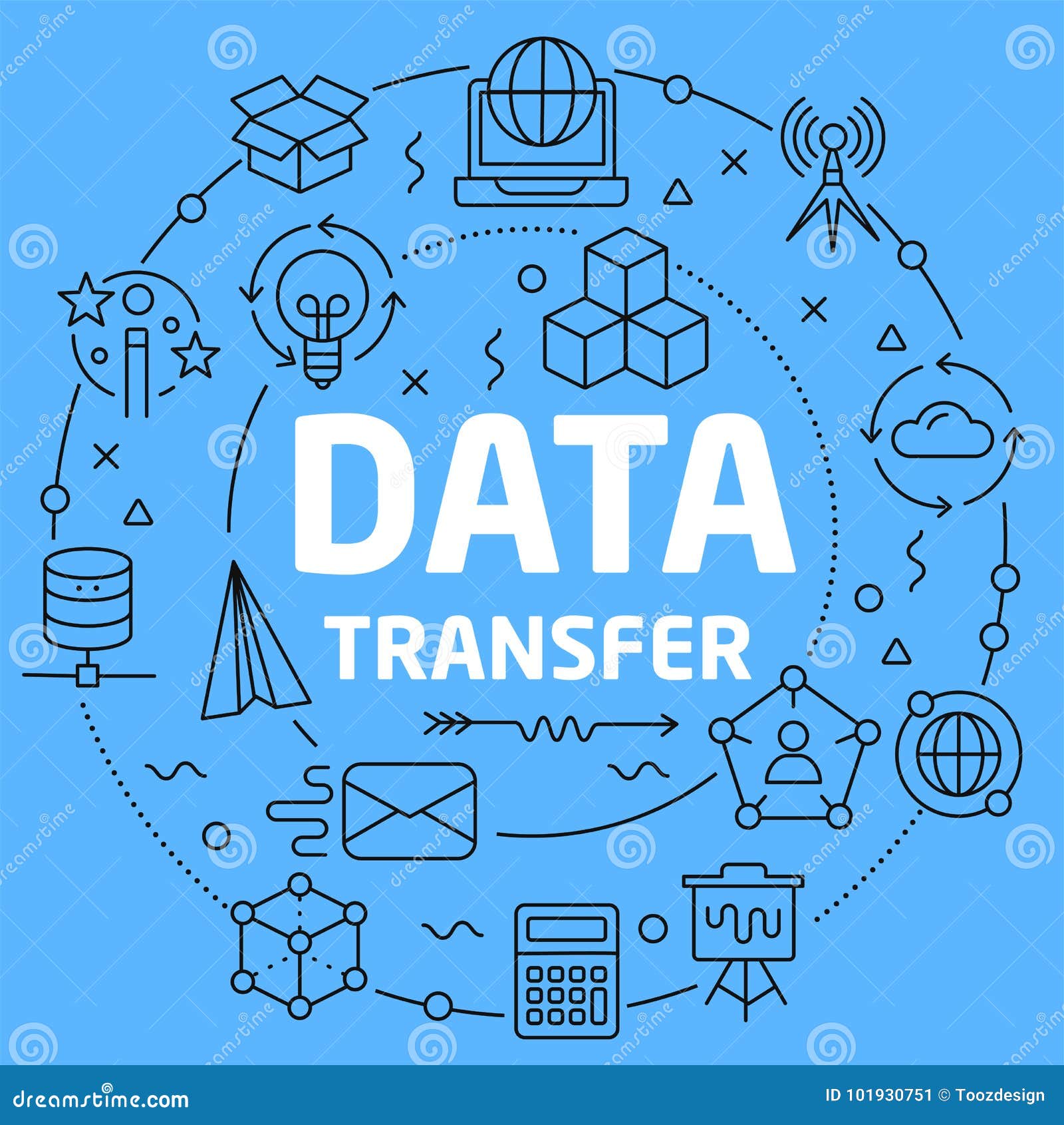Data Transfer Blue Lines Illustration for Presentation Stock Vector ...