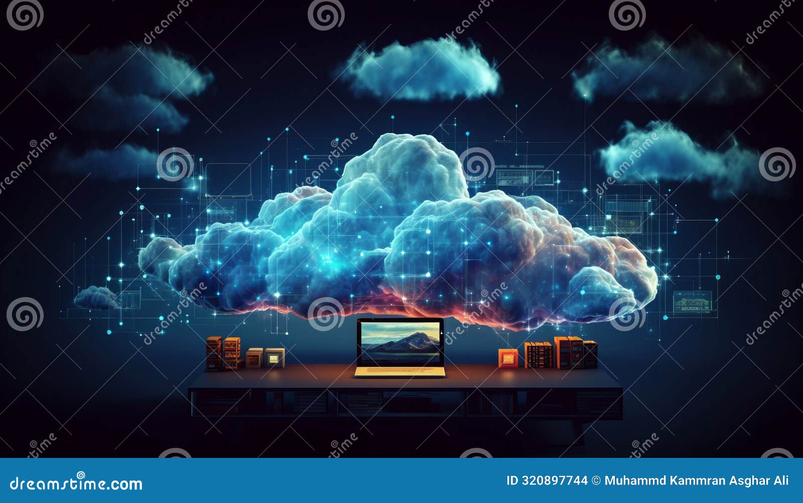 Data Transfer Cloud Computing Technology Concept Stock Illustration - Illustration of technology ...