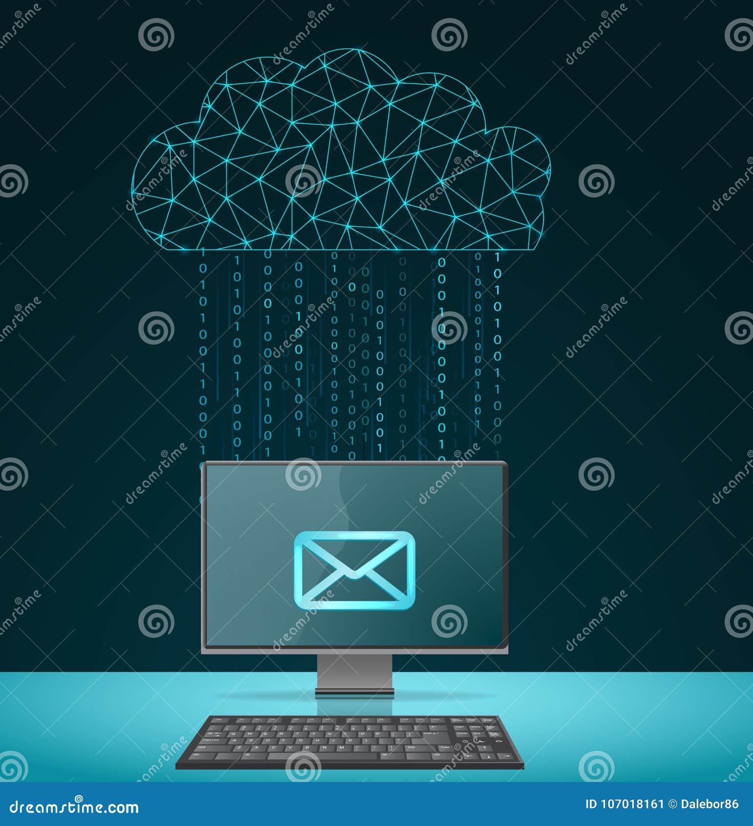 Data Transfer from the Cloud. Stock Vector - Illustration of binary ...