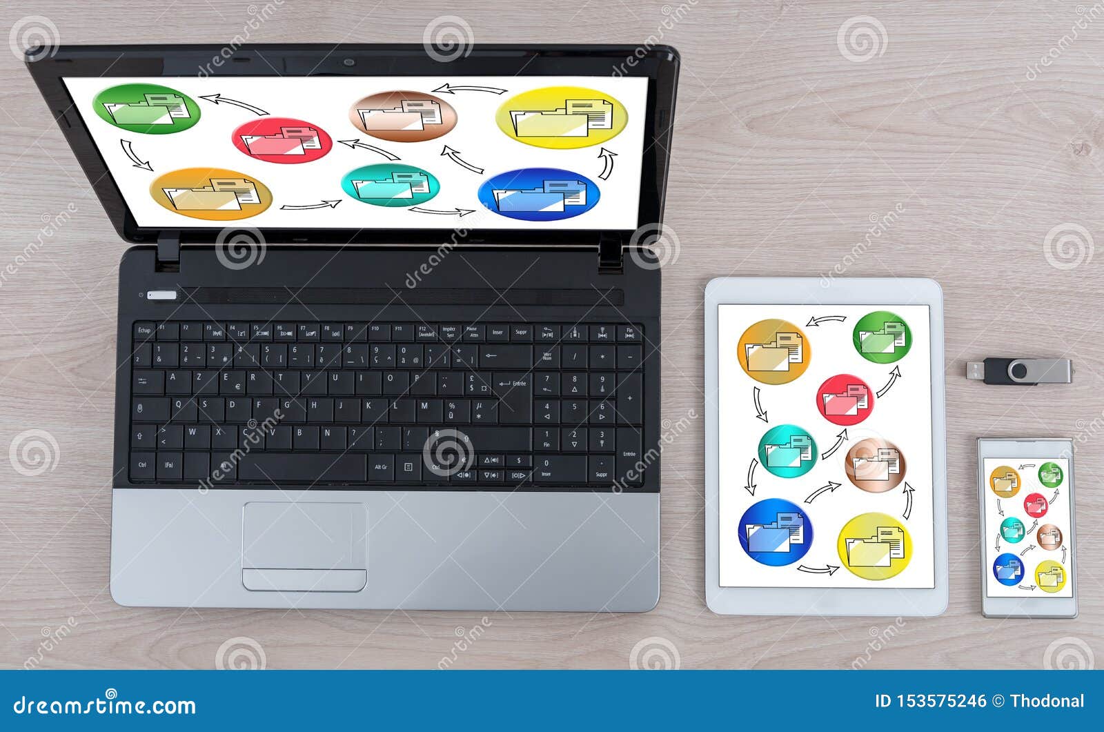 Data Transfer Concept on Different Devices Stock Photo - Image of ...