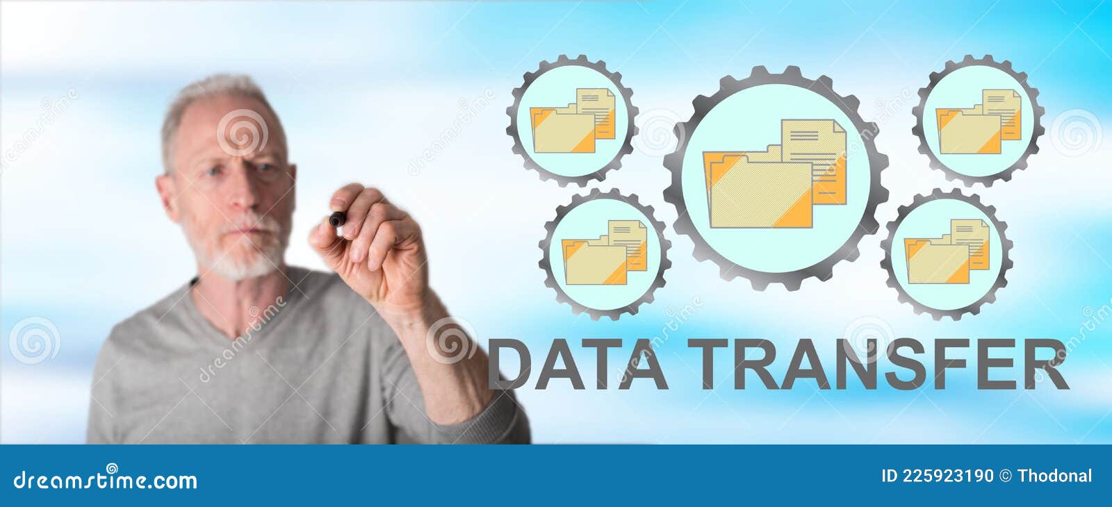 Man Drawing Data Transfer Concept Stock Photo - Image of data, internet ...