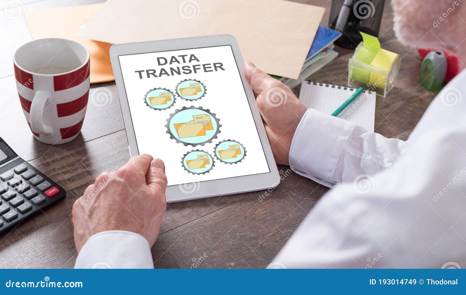 Data Transfer Concept on a Tablet Stock Image - Image of document ...
