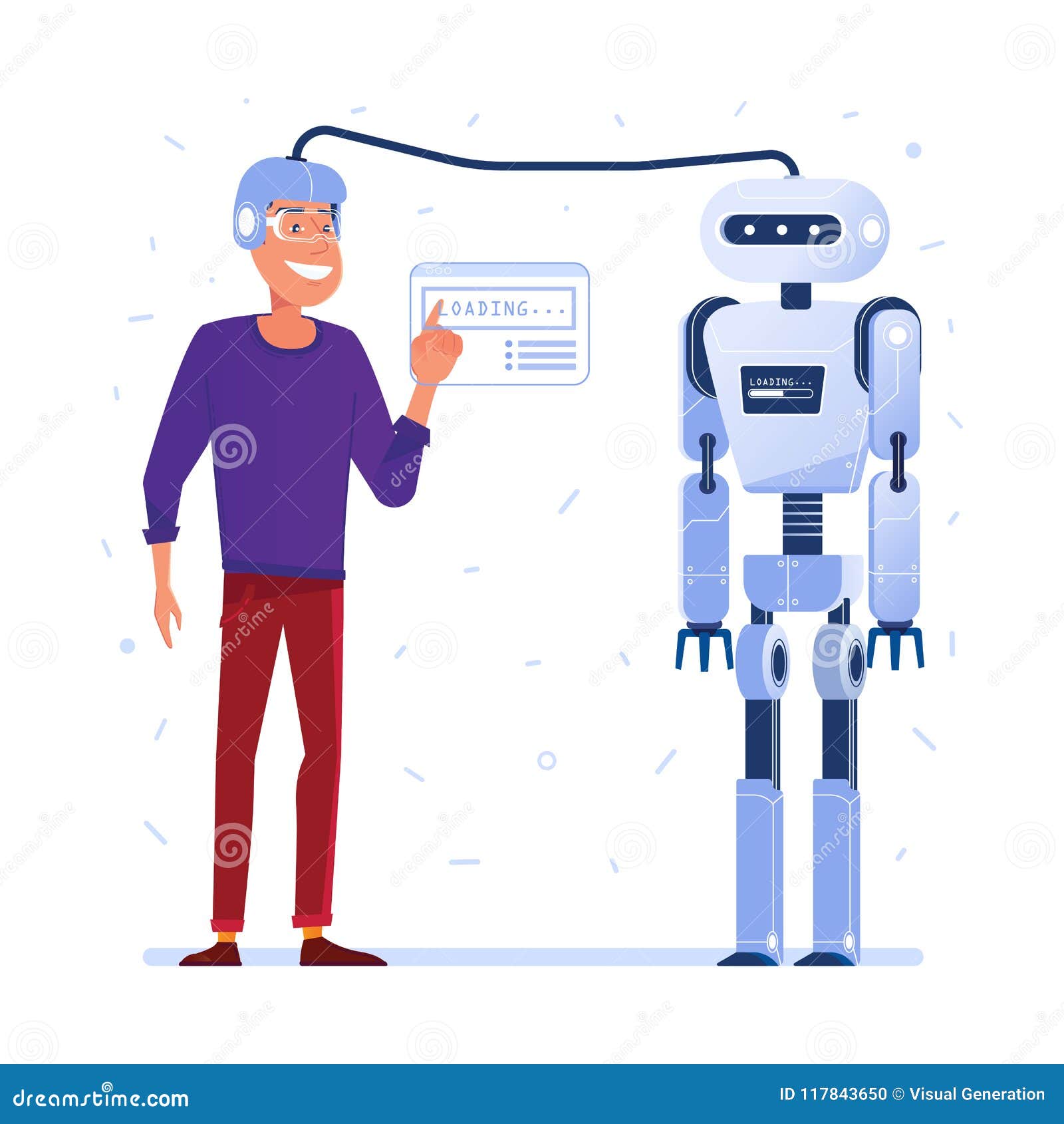 Data Transfer from Human Brain To Robot. Stock Vector - Illustration of ...