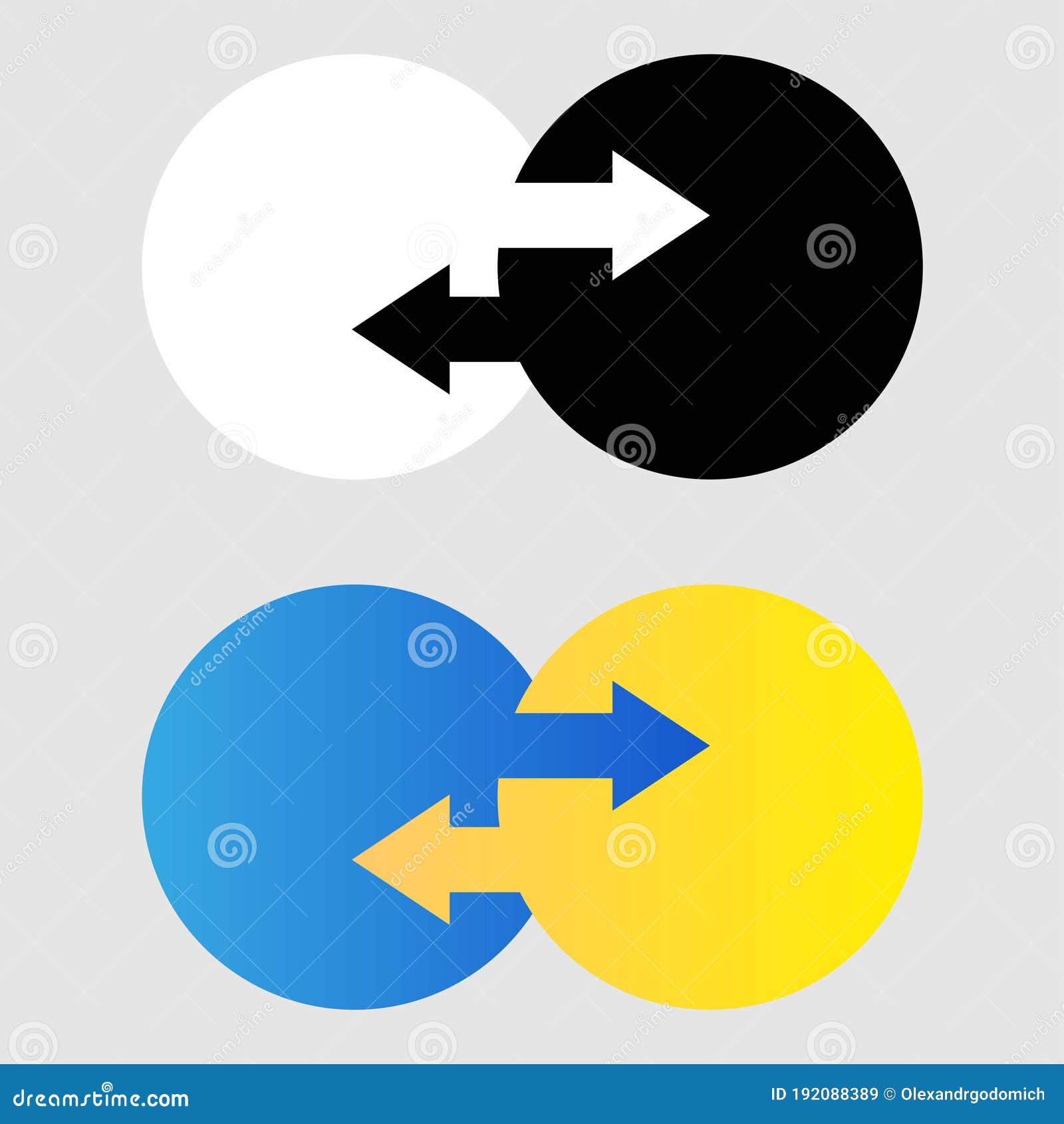 Data Transfer Icon. Two Transfer Arrows in Circle. Black and White and ...