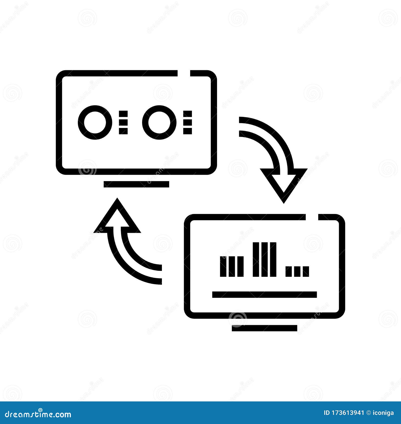 Data Transfer Line Icon Concept Sign Outline Vector Illustration