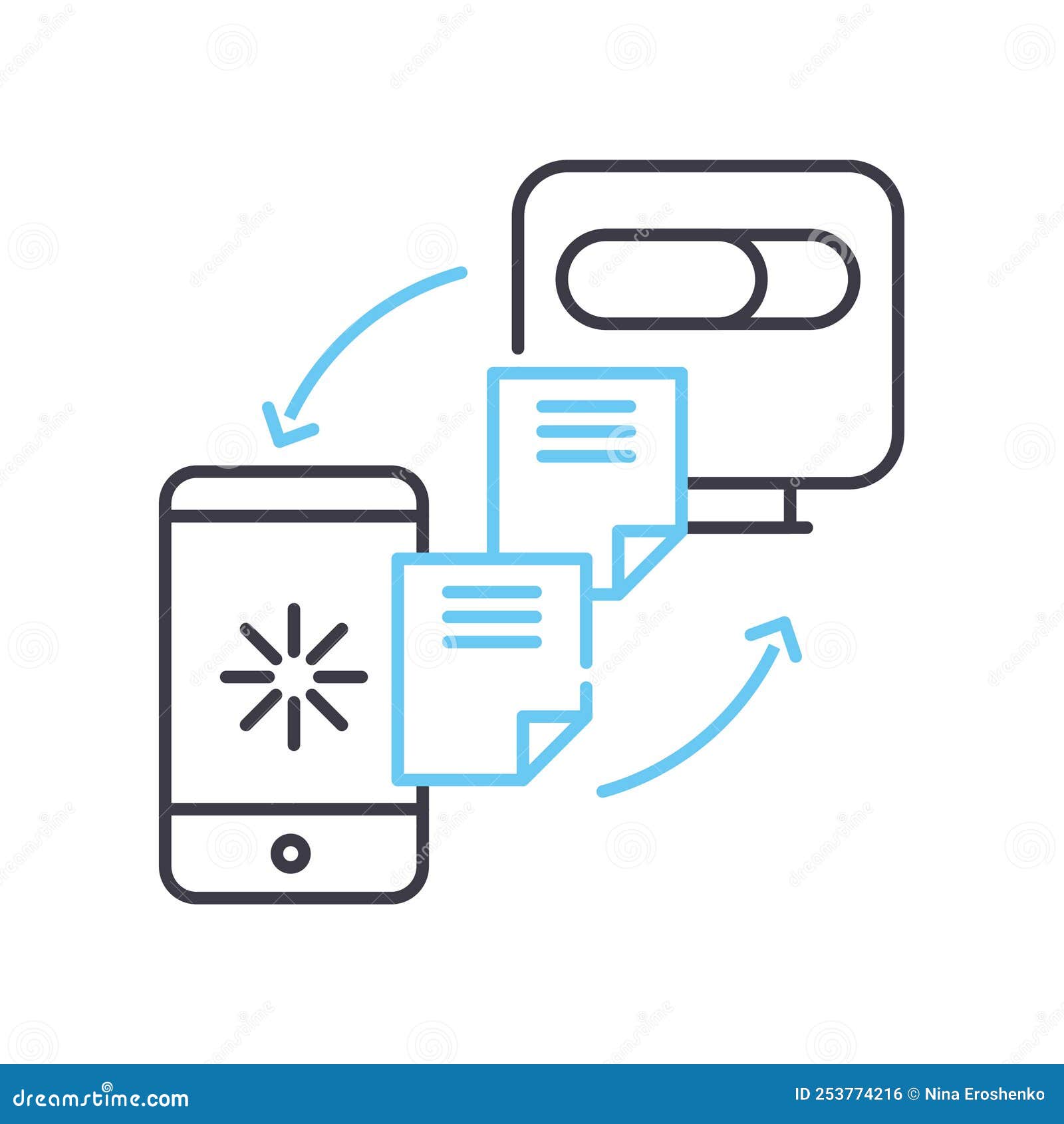 Data Transfer Line Icon Outline Symbol Vector Illustration Concept