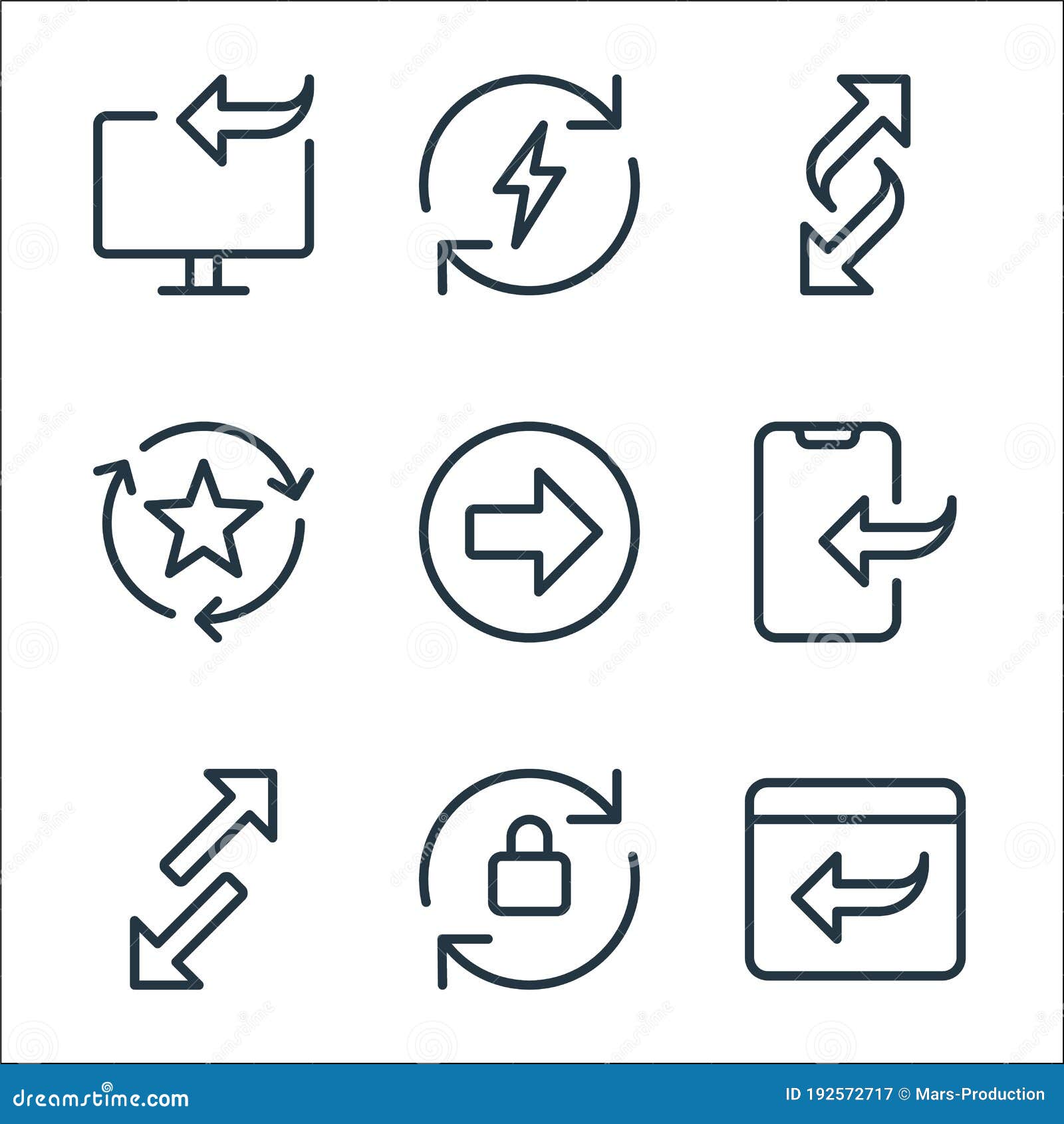 Data Transfer Line Icons. Linear Set Stock Vector - Illustration of ...