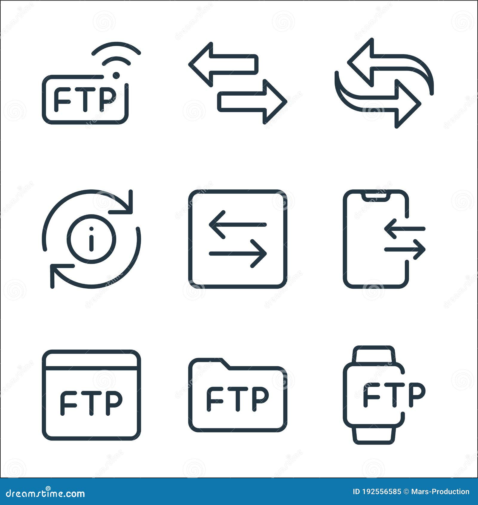 Data Transfer Line Icons. Linear Set Stock Vector - Illustration of ...