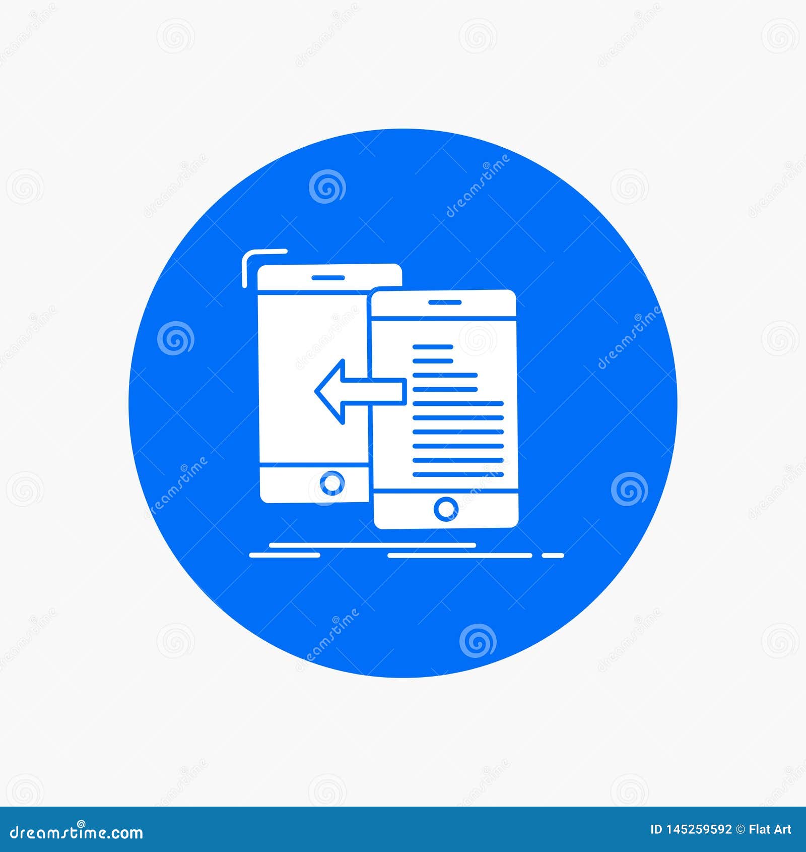 Data, Transfer, Mobile, Management, Move White Glyph Icon in Circle ...