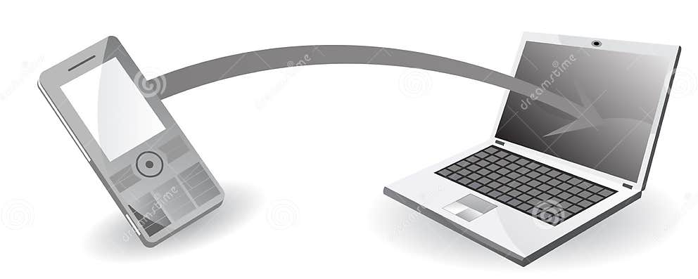 Data Transfer from Mobile Phone To Computer Stock Vector - Illustration ...