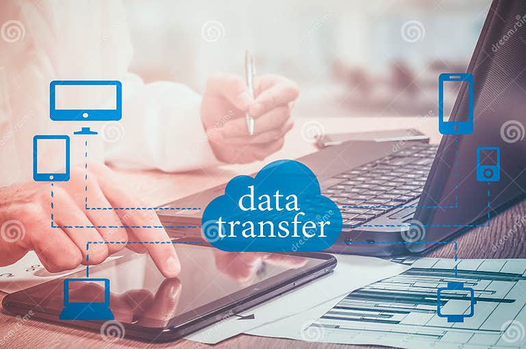 Data Transfer Online Computing Network Internet Connect Concept. Stock ...