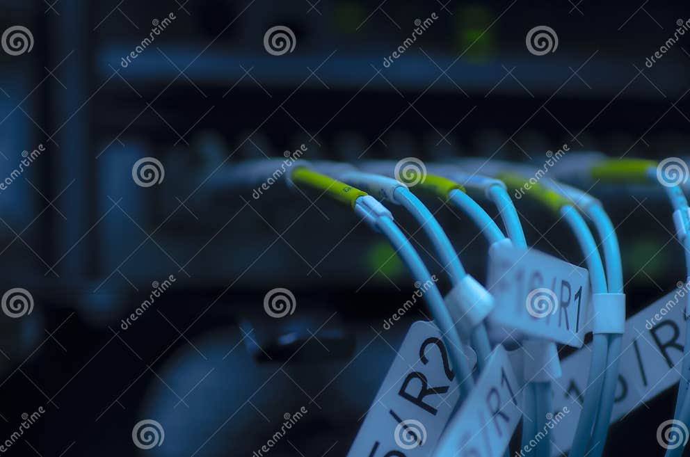 Data Transfer by Optical Fibre on Core Network Switch. Selective Stock ...