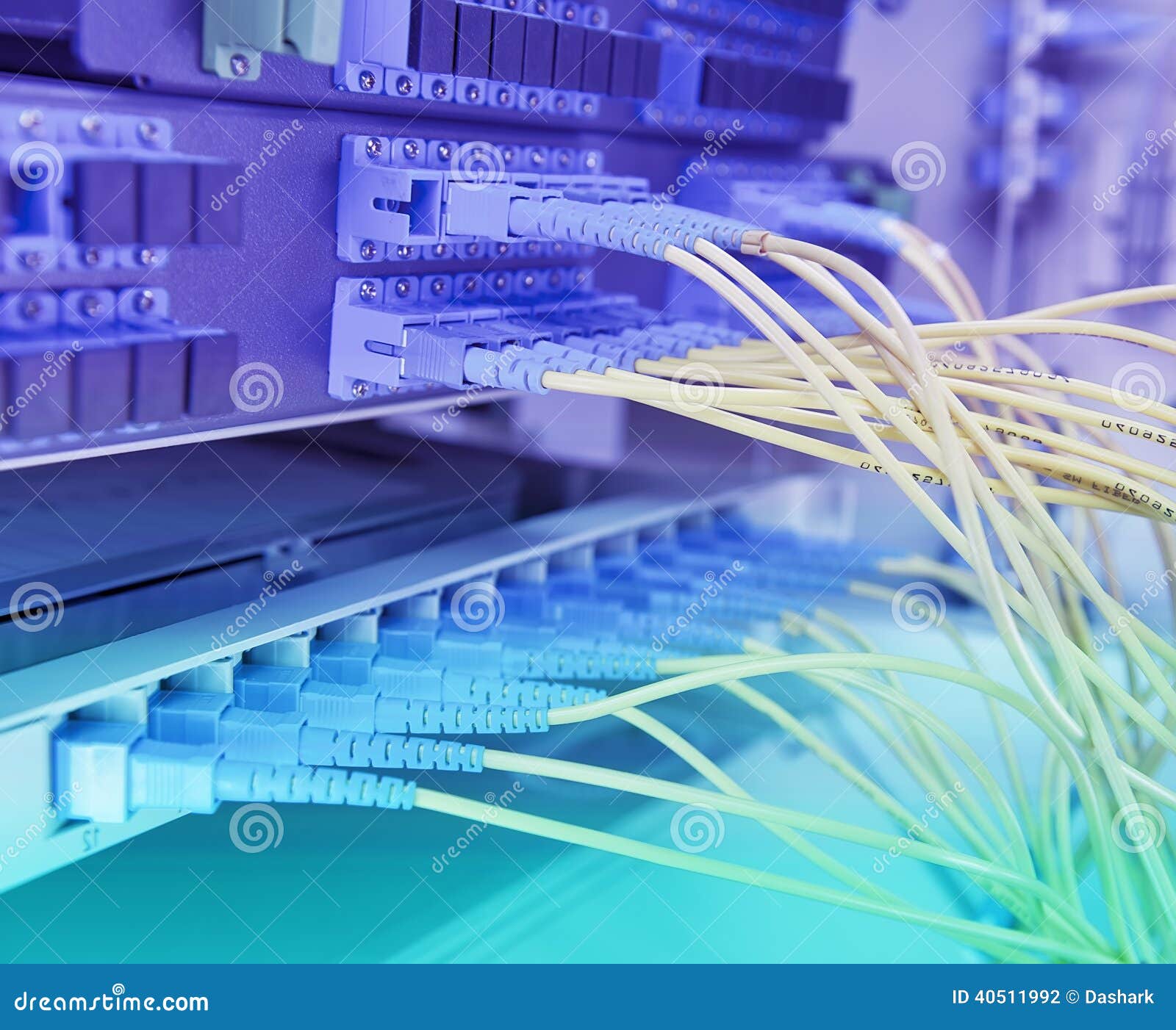 Data Transfer by Optical Fibre Stock Photo - Image of leads, datacenter ...