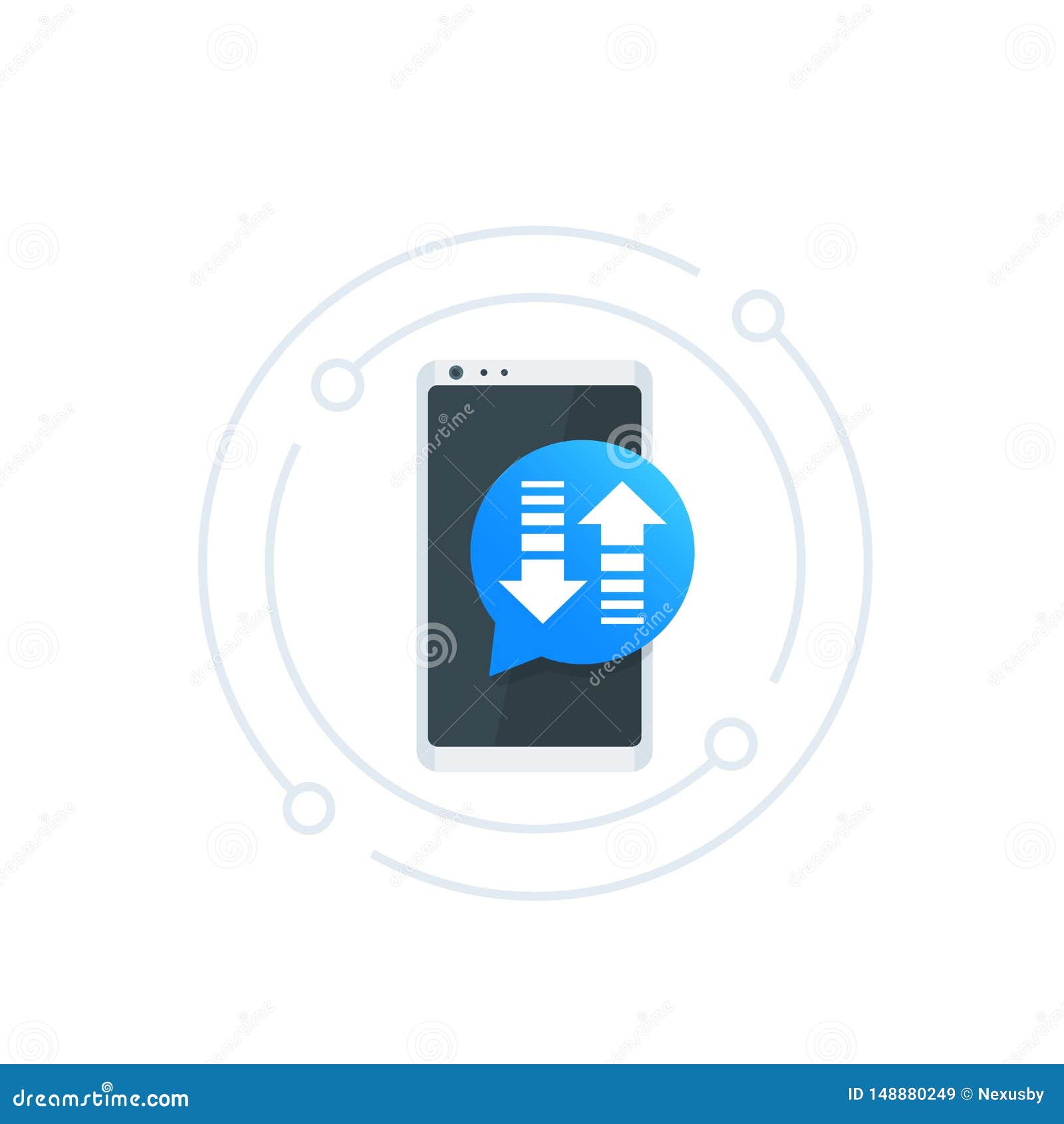 Data Transfer in Smartphone, Vector Illustration Stock Vector ...