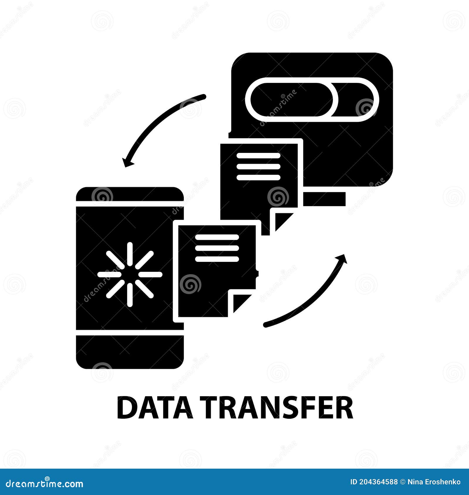 Data Transfer Symbol Icon, Black Vector Sign with Editable Strokes ...