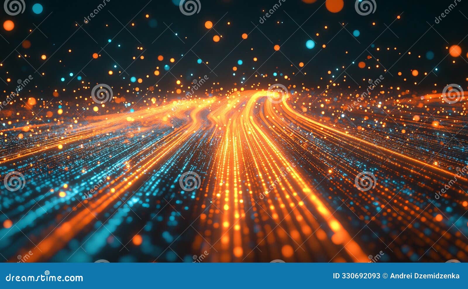 Data Transfer and Technology Landscape with Bokeh Effect, Symbolizing ...