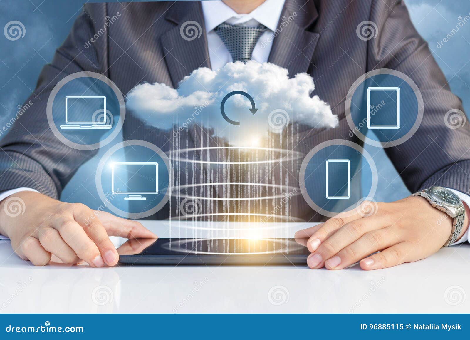 Data Transfer To the Cloud . Stock Image - Image of online, networking ...