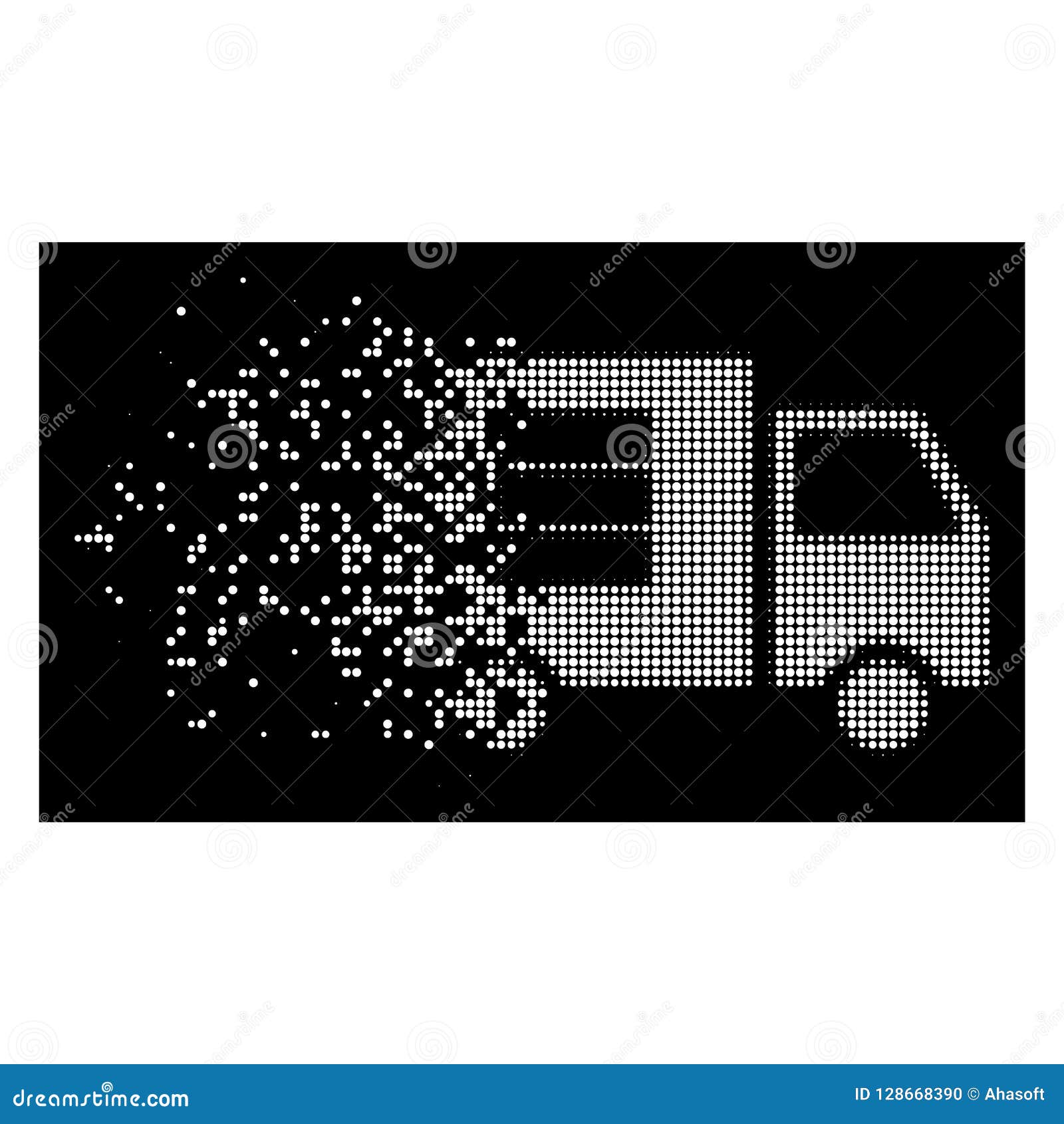 White Shredded Dotted Halftone Data Transfer Van Icon Stock Vector ...