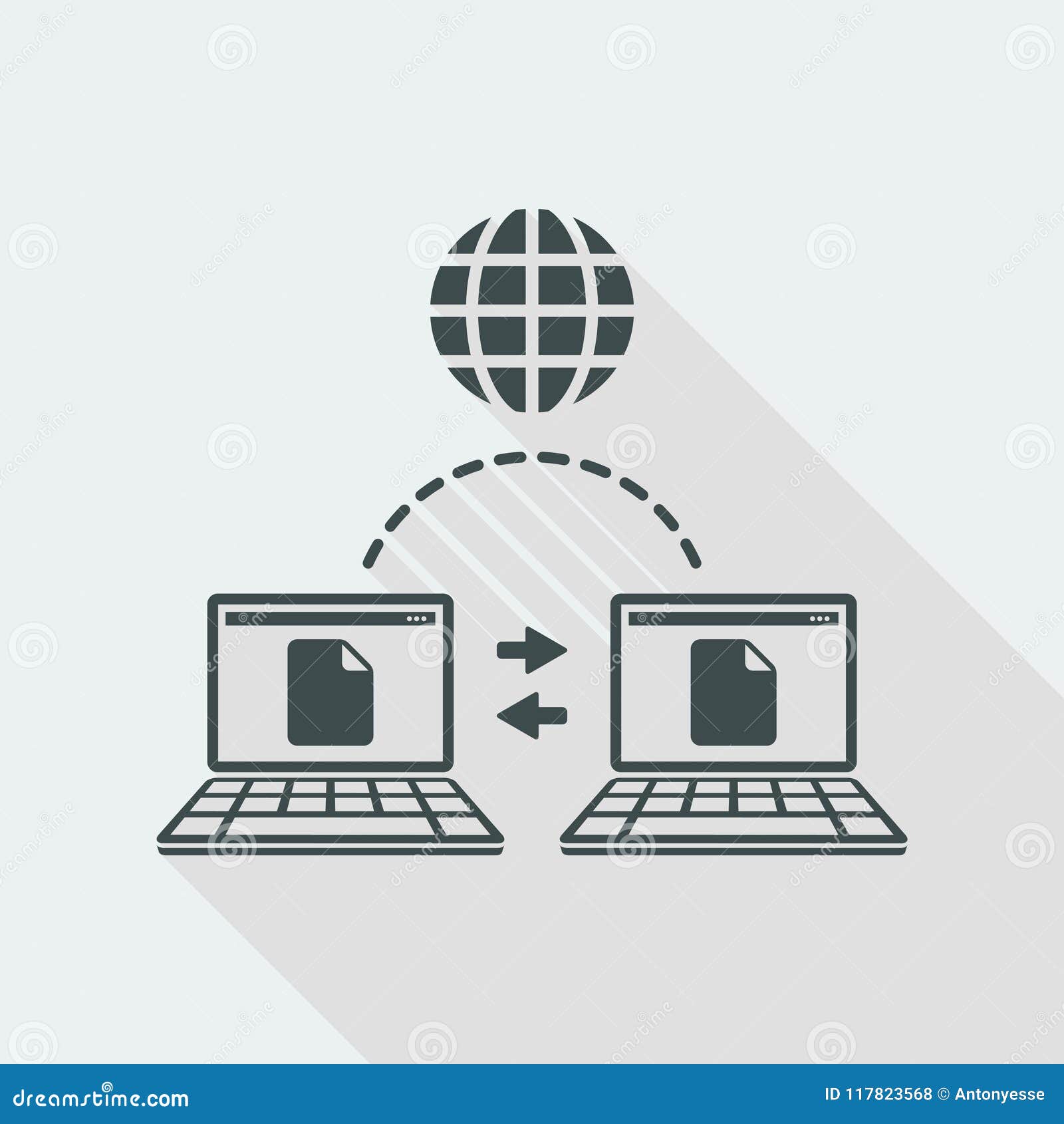 Data Transfer on Web - Flat Minimal Icon Stock Vector - Illustration of ...