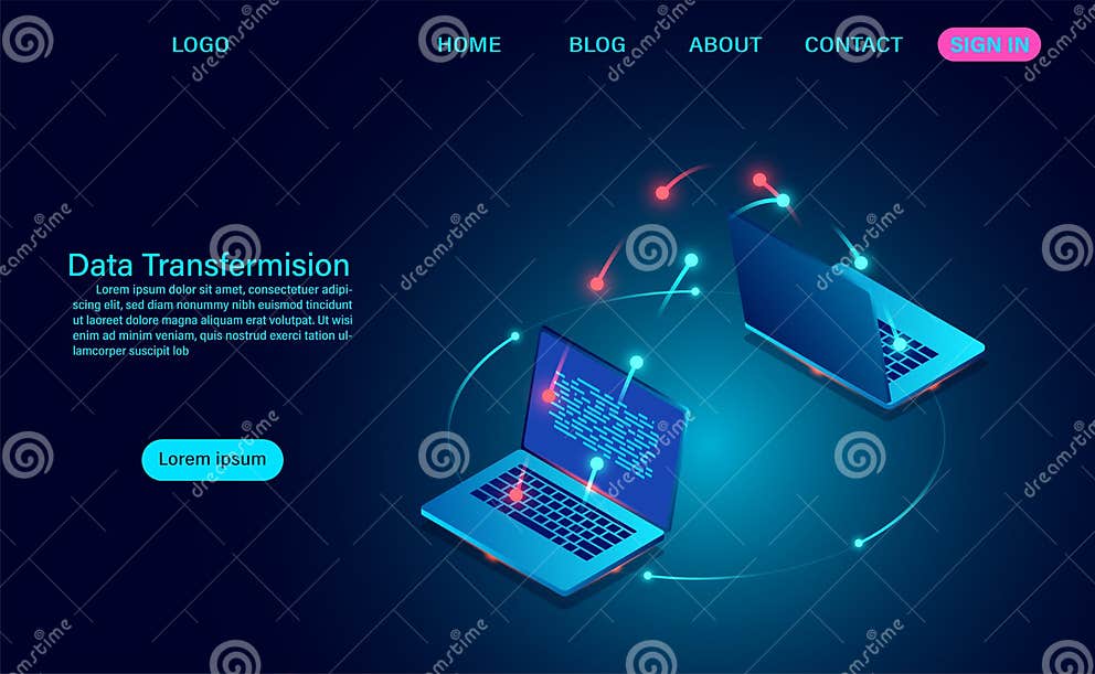Data Transfermision and Exchange of Data between Computers Stock Vector ...