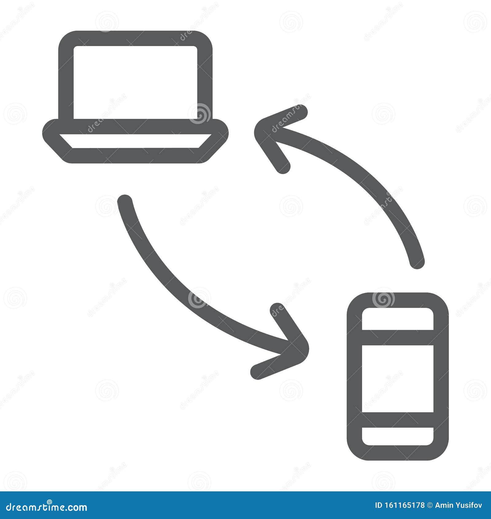 Data Transferring from Laptop To Smartphone Line Icon, Technology and ...