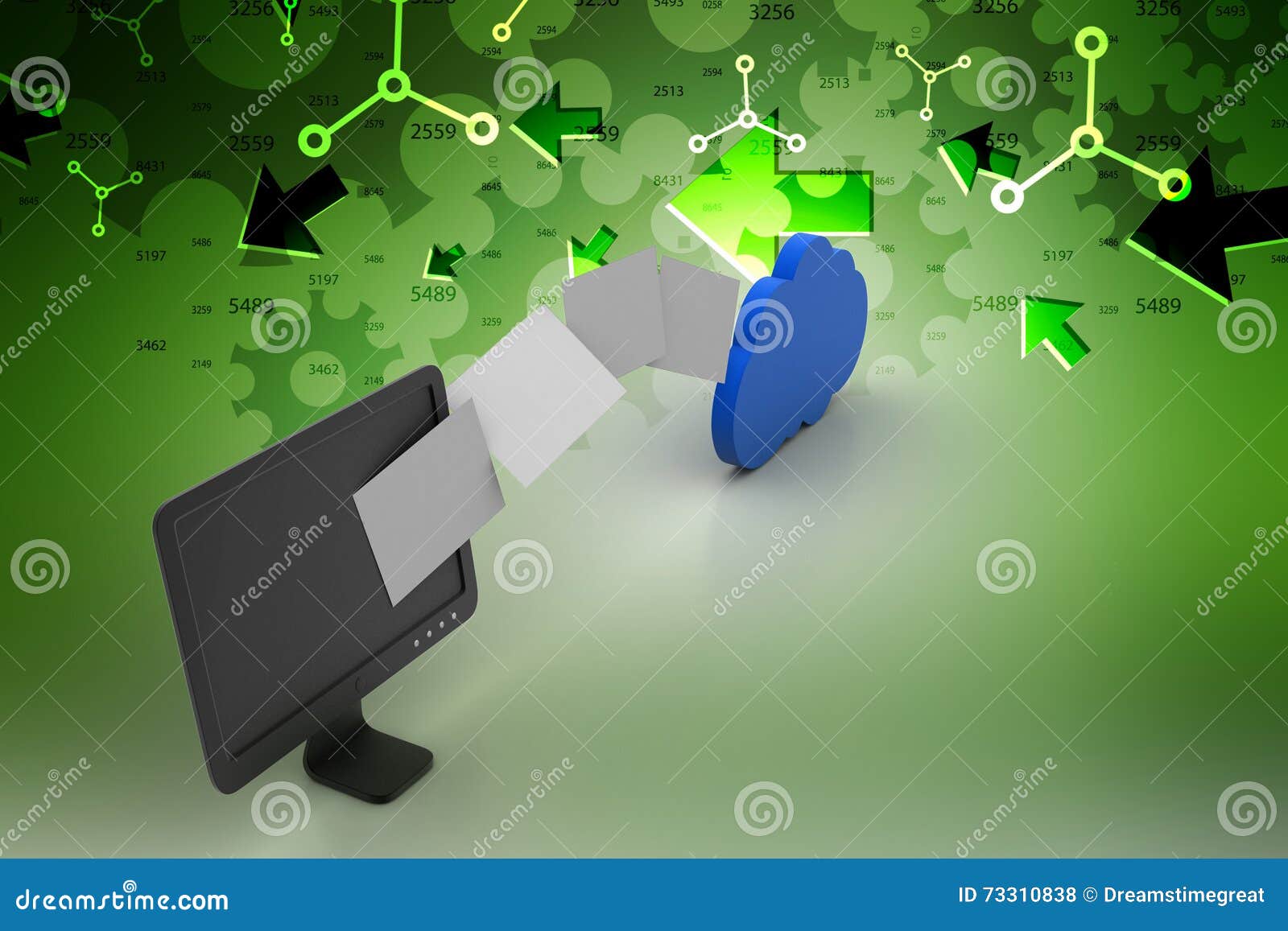 Data Transferring To a Cloud Network Server Stock Illustration ...