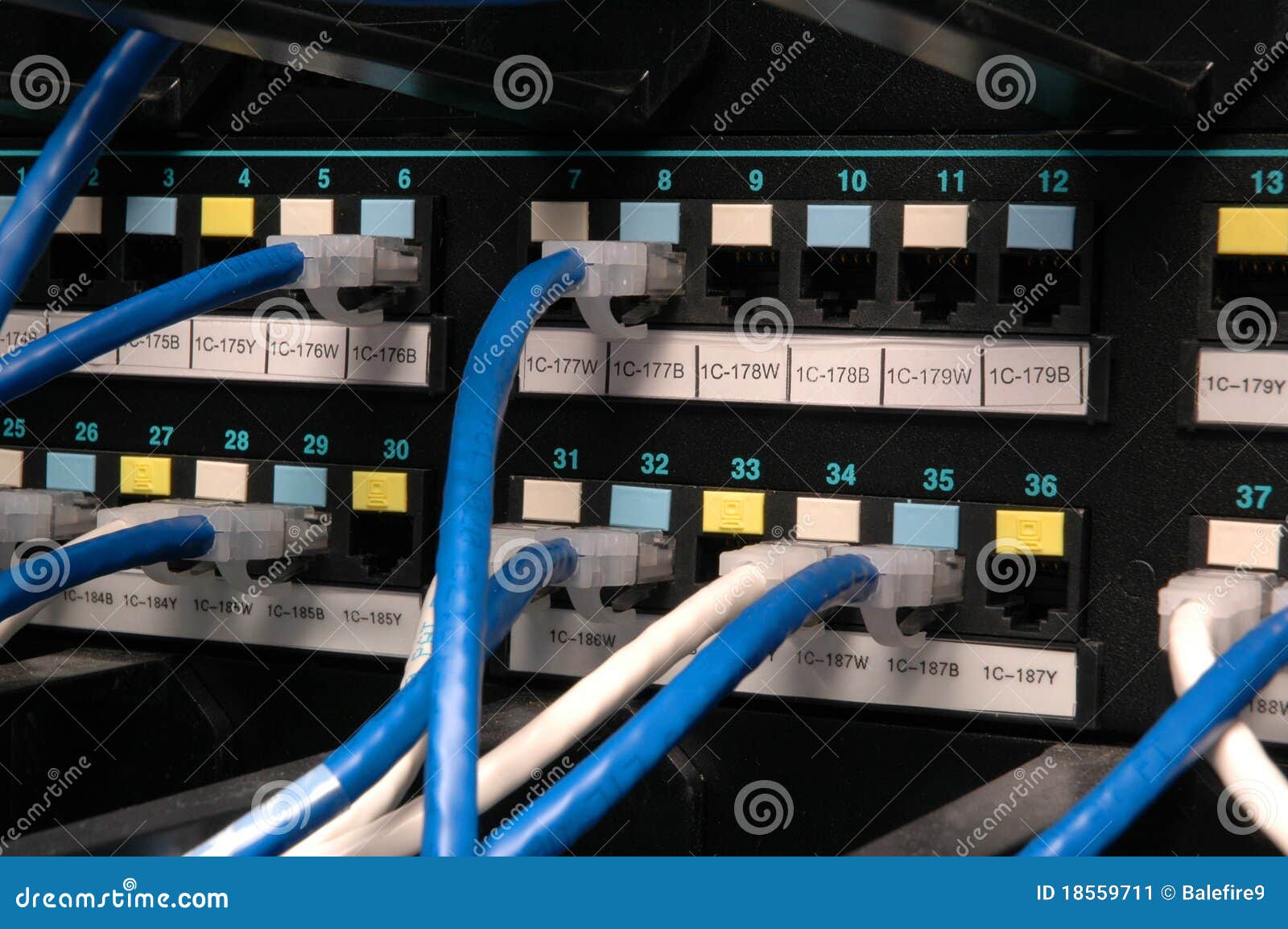 Data Transmission Cables in a Patch Bay Stock Image - Image of computer ...
