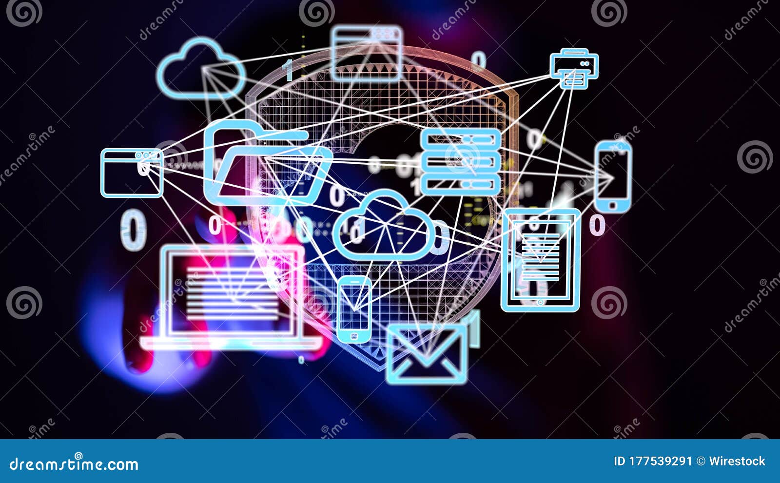 A Data Transmission Channel. Motion of Digital Data Flow. Transferring ...