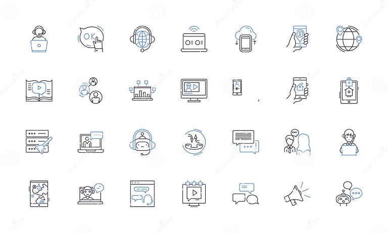 Data Transmission Line Icons Collection Bandwidth Protocol Latency Modulation Encryption