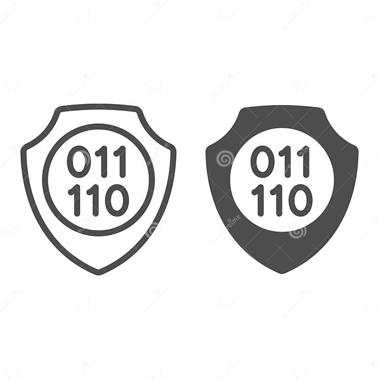 Data Under Protection Line and Solid Icon, Data Encryption Concept ...