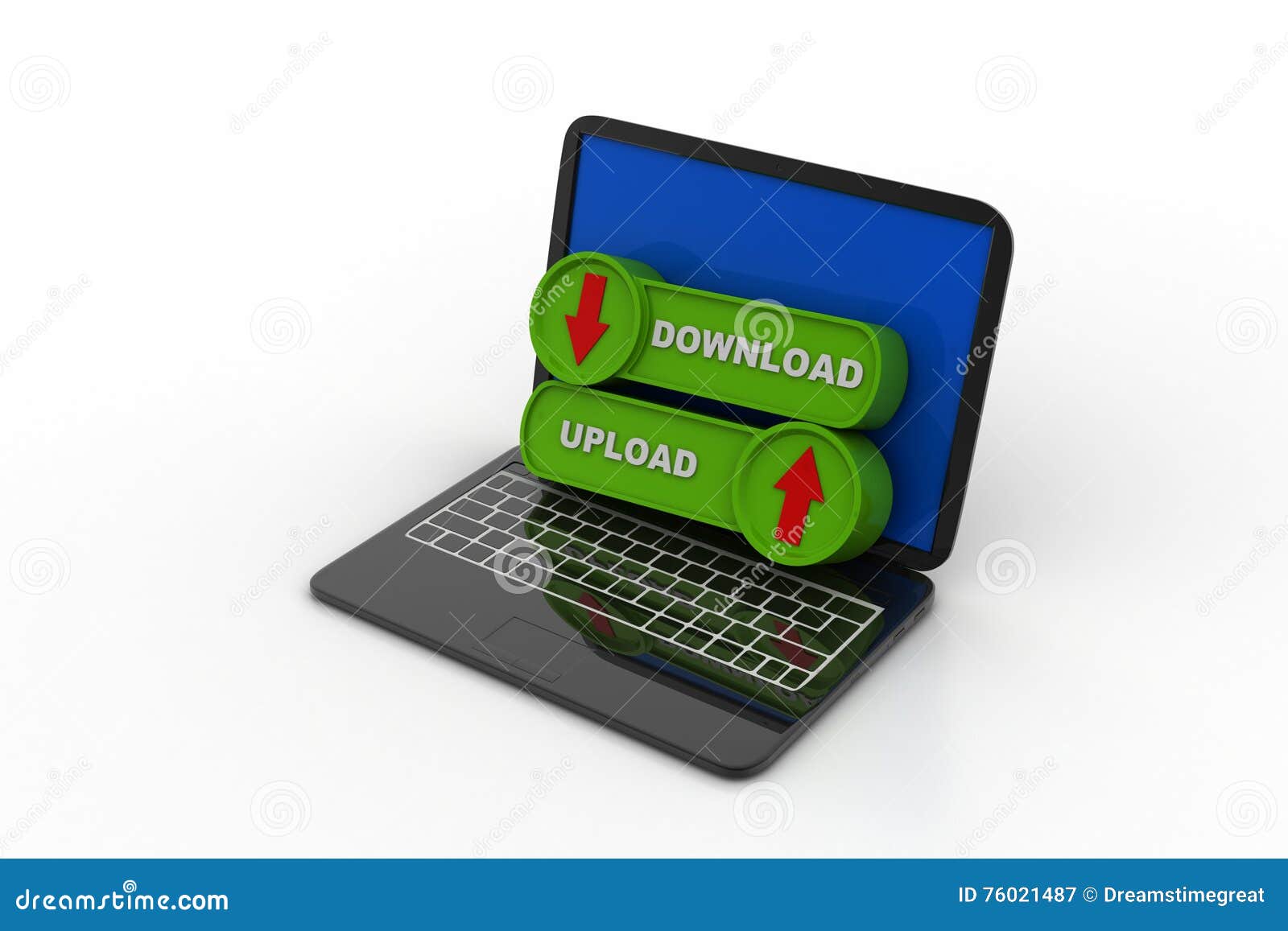 Data Uploading and Downloading Icon on Computer Stock Illustration ...