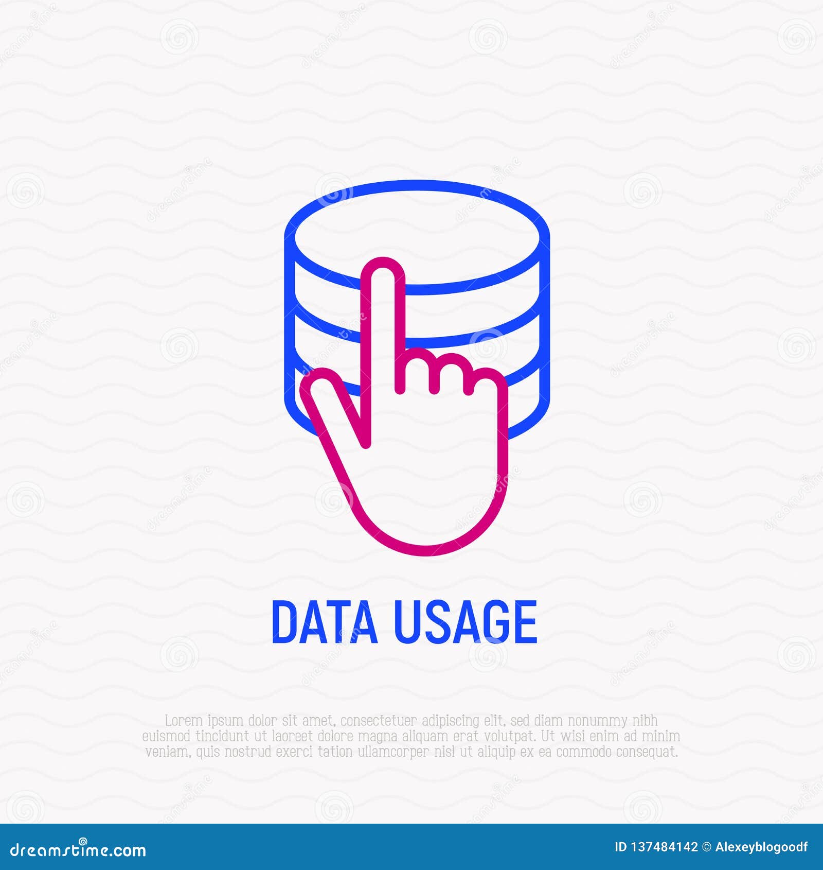 Data Usage and Access Icon: Hand Pushing on Server Stock Vector ...