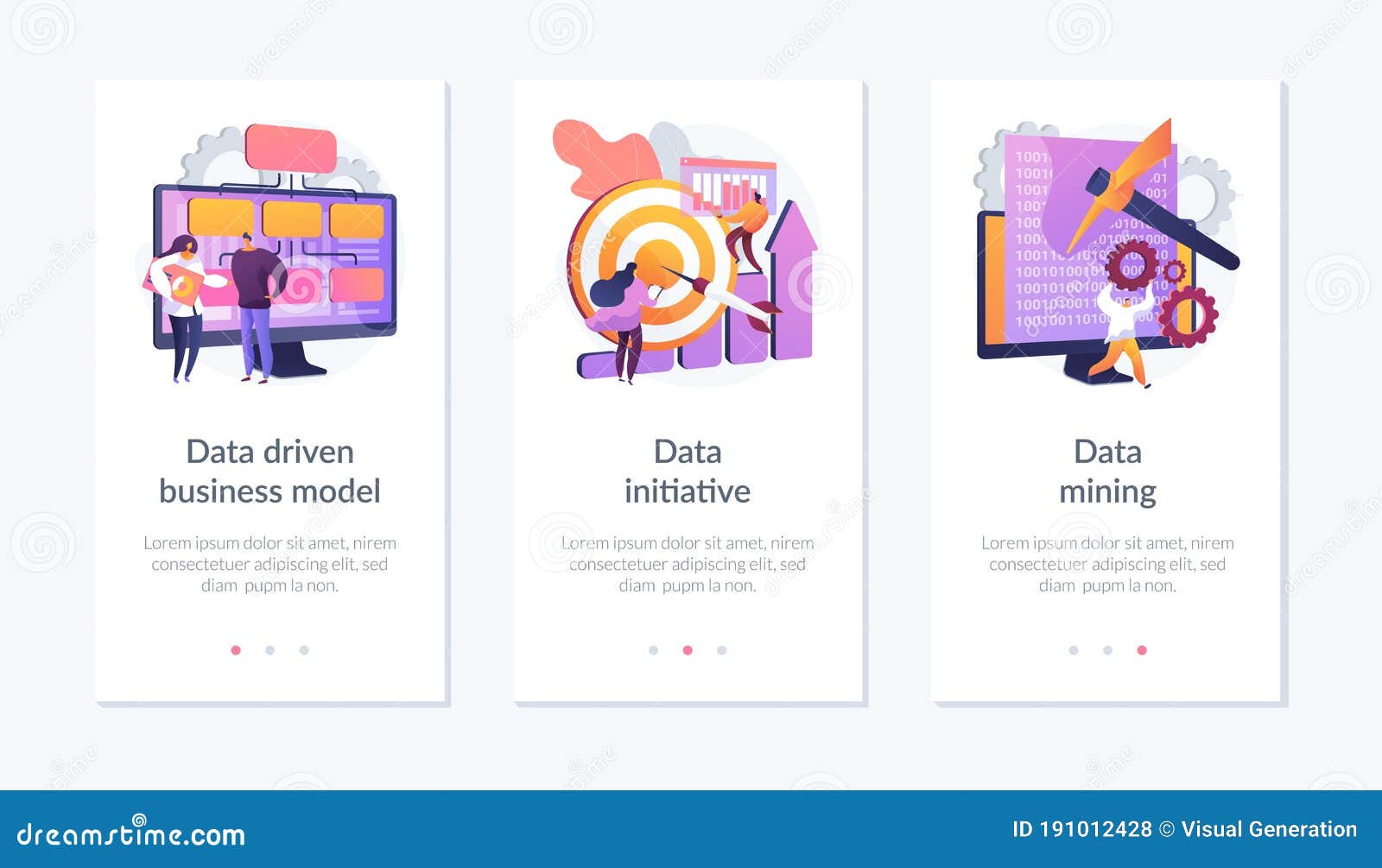 Data Use in Business Webpage Template. Stock Vector - Illustration of ...